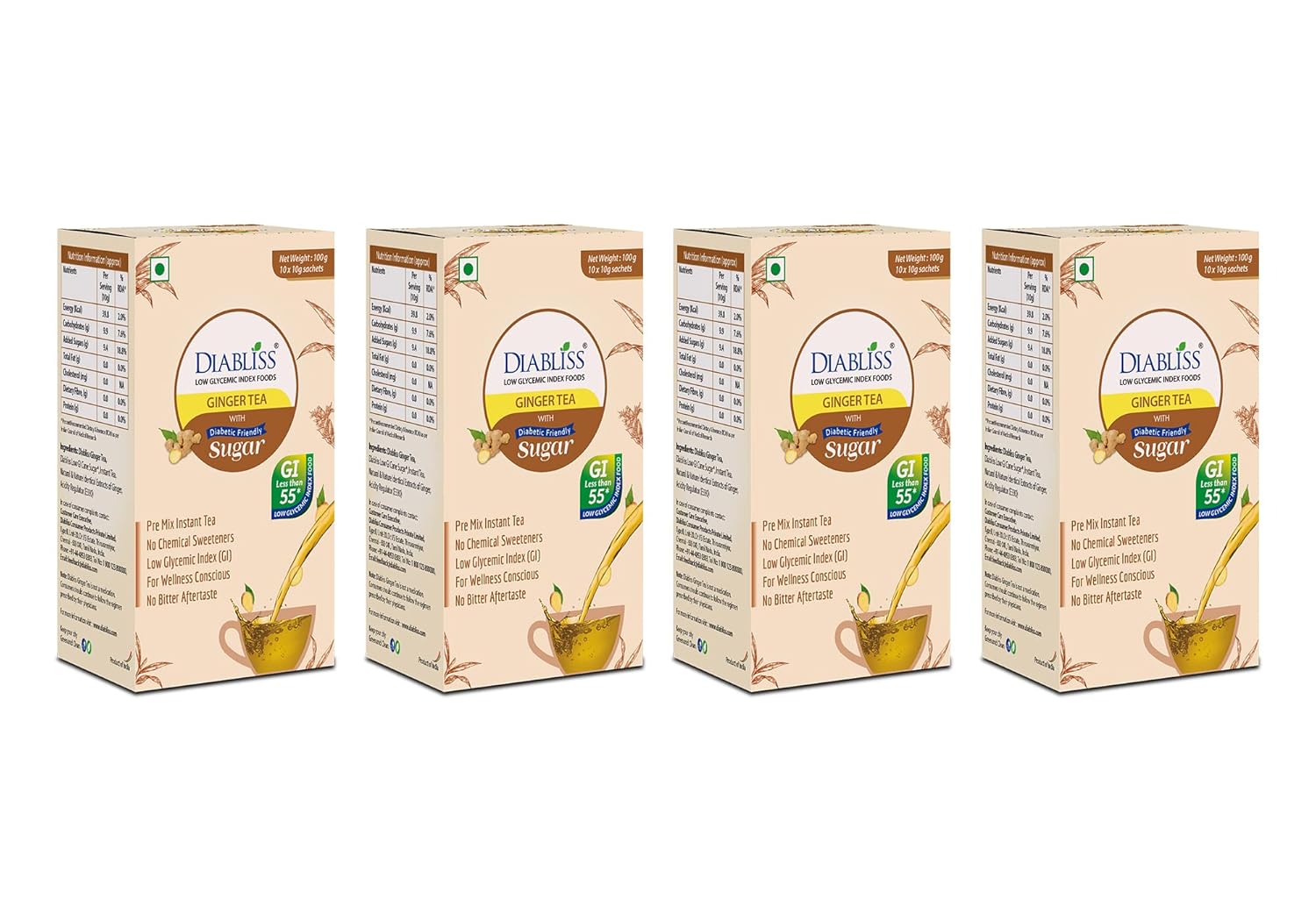 DiaBliss Herbal Diabetic Friendly Herbal Ginger Tea 10 Grams Sachet Box ...
