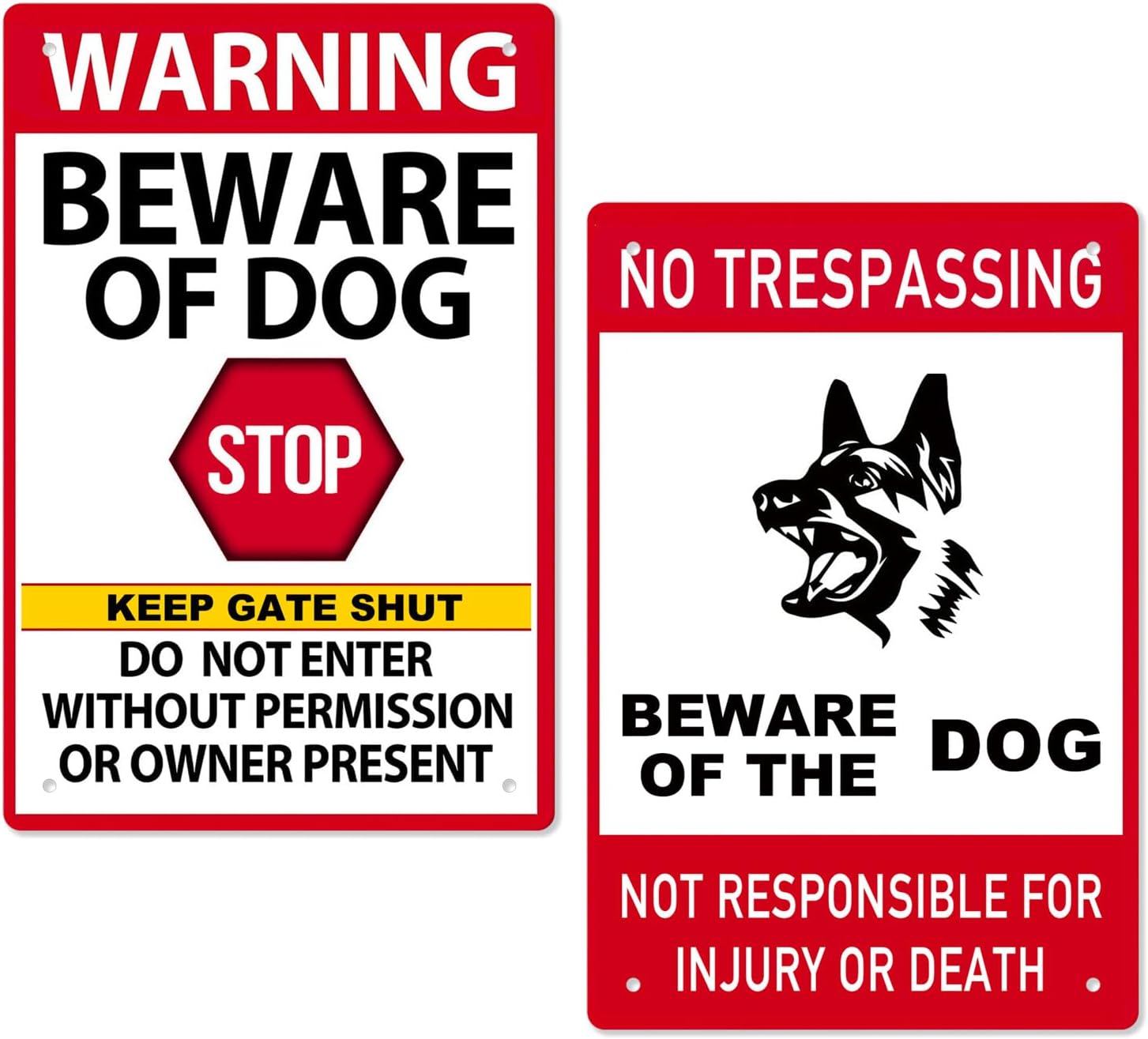 Amazon.com : 2 Pack Beware Of Dog Signs Warning Do Not Enter Without ...