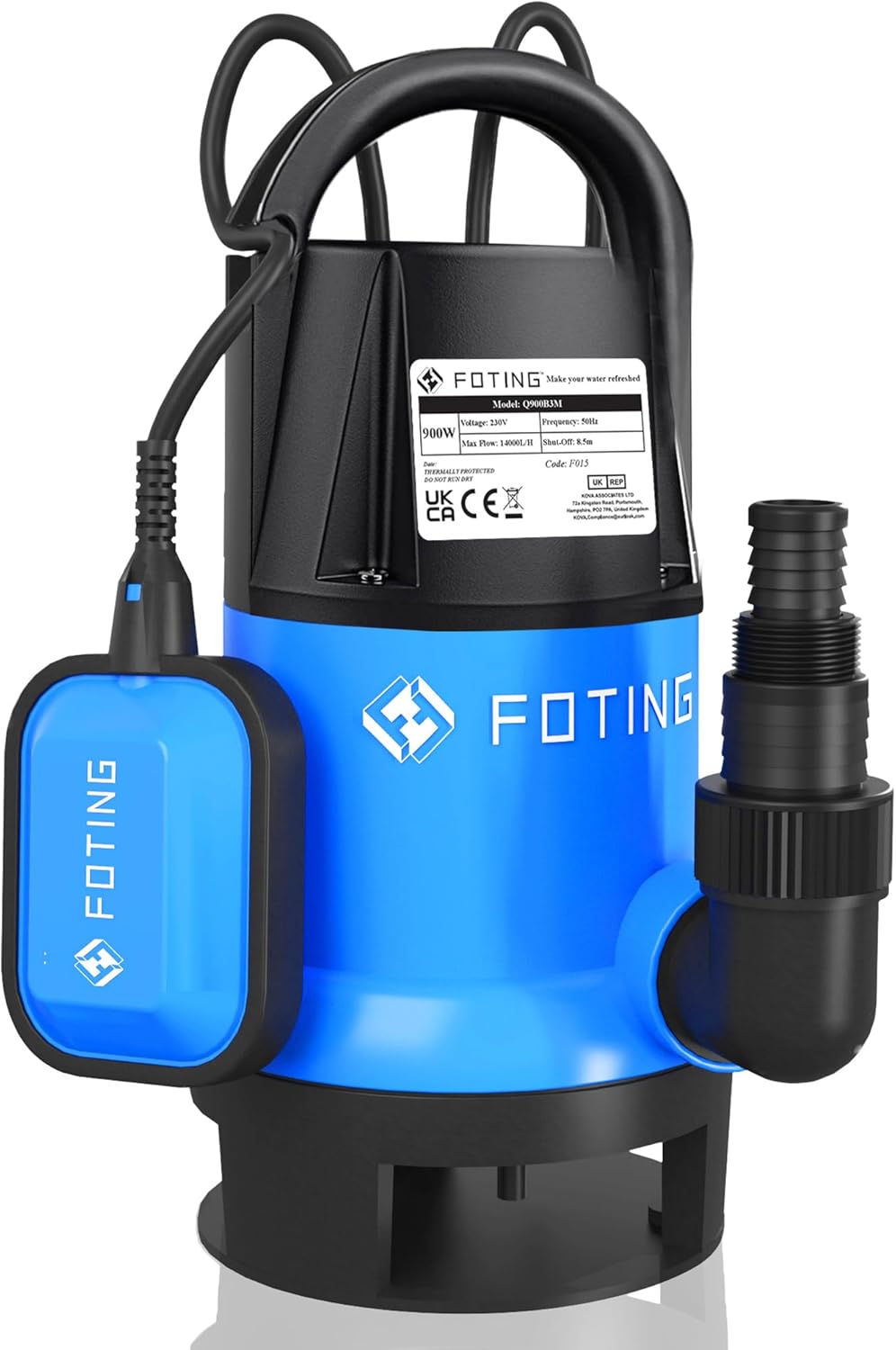 FOTING 900W Portable Submersible Pump for Dirty/Clean Water, Max Flow ...