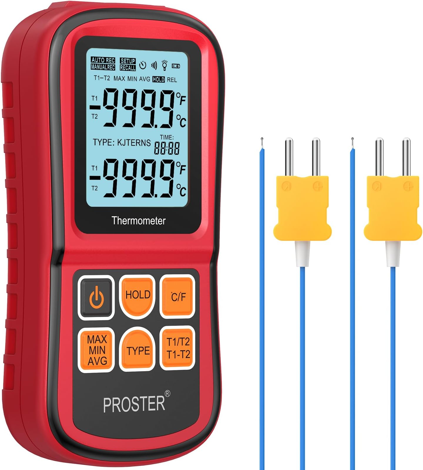 Proster Digital Dual-channel LCD Backlight Temperature Meter Tester ...