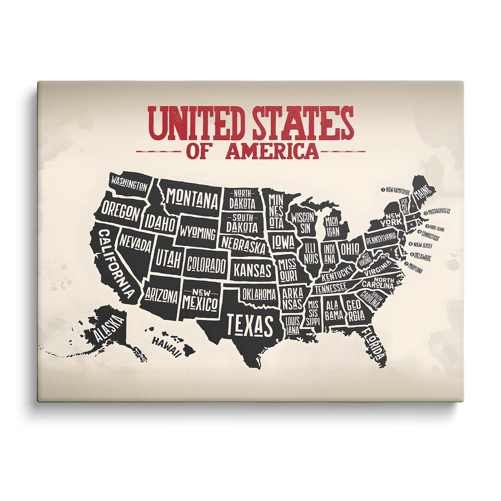Amazon.com: B.B.F MAKE Framed Canvas USA Map Wall Art - United States ...