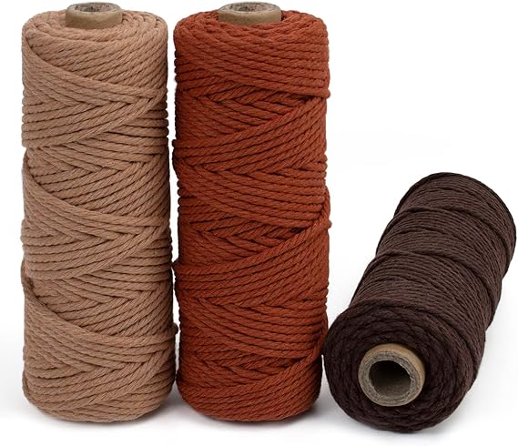 LEREATI Macrame Cord 3mm Set, 150m Thick Macrame Cotton Rope Yarn, 4 ...