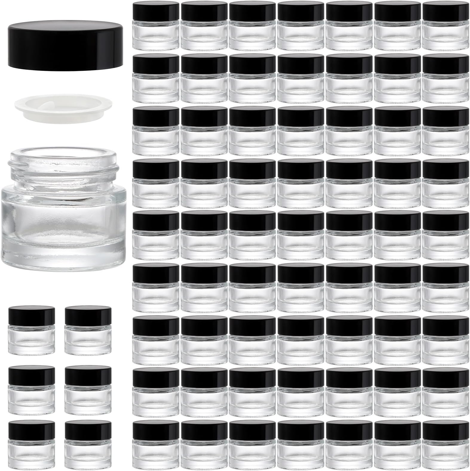 Amazon.com: Clear Glass 0.25 oz Thick Wall Balm Jars with White Foam ...