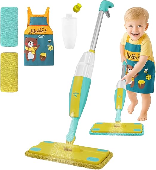 Amazon.com: Kids Spray Mop,Toddlers Cleaning Play Sets with Real Water ...