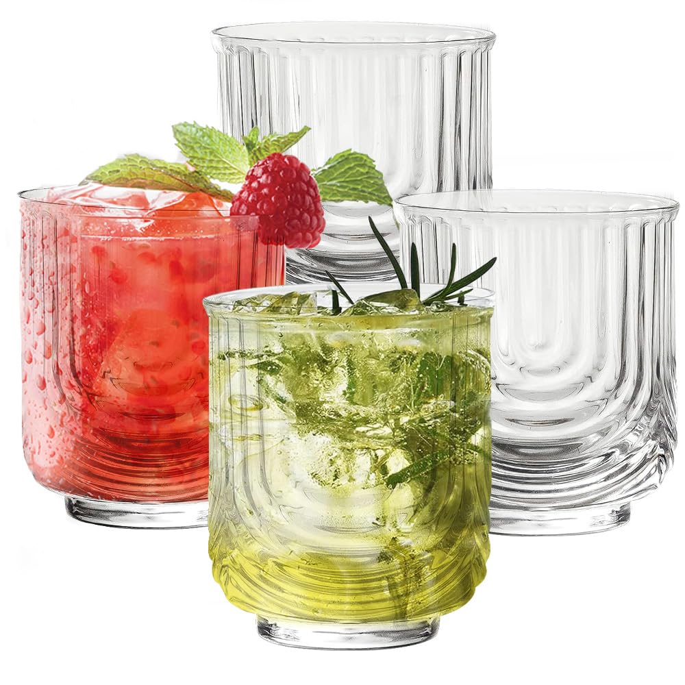 Amazon.com | Btrquedo Art Deco Cocktail Glasses Set of 4, 12oz Negroni ...