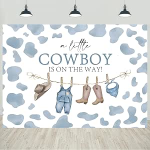 Amazon.com : 7x5ft Cowboy Baby Shower Backdrop A Little Cowboy is on ...