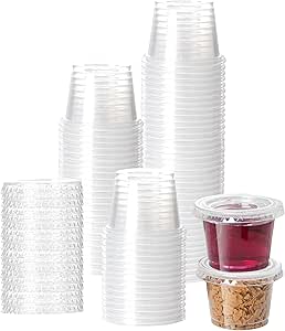 Amazon.com: HOMIP 100Pack 1oz Disposable Plastic Portion Cups with Lids ...