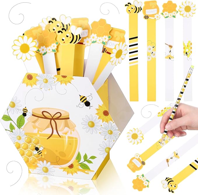 Amazon.com: Kolldenn 60 Pcs Bee Themed Flip Sticks with Storage Cup ...
