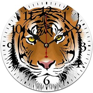 Amazon.com: 12 Inch Wooden Wall Clock Bengal Tiger Face Vintage Wood ...