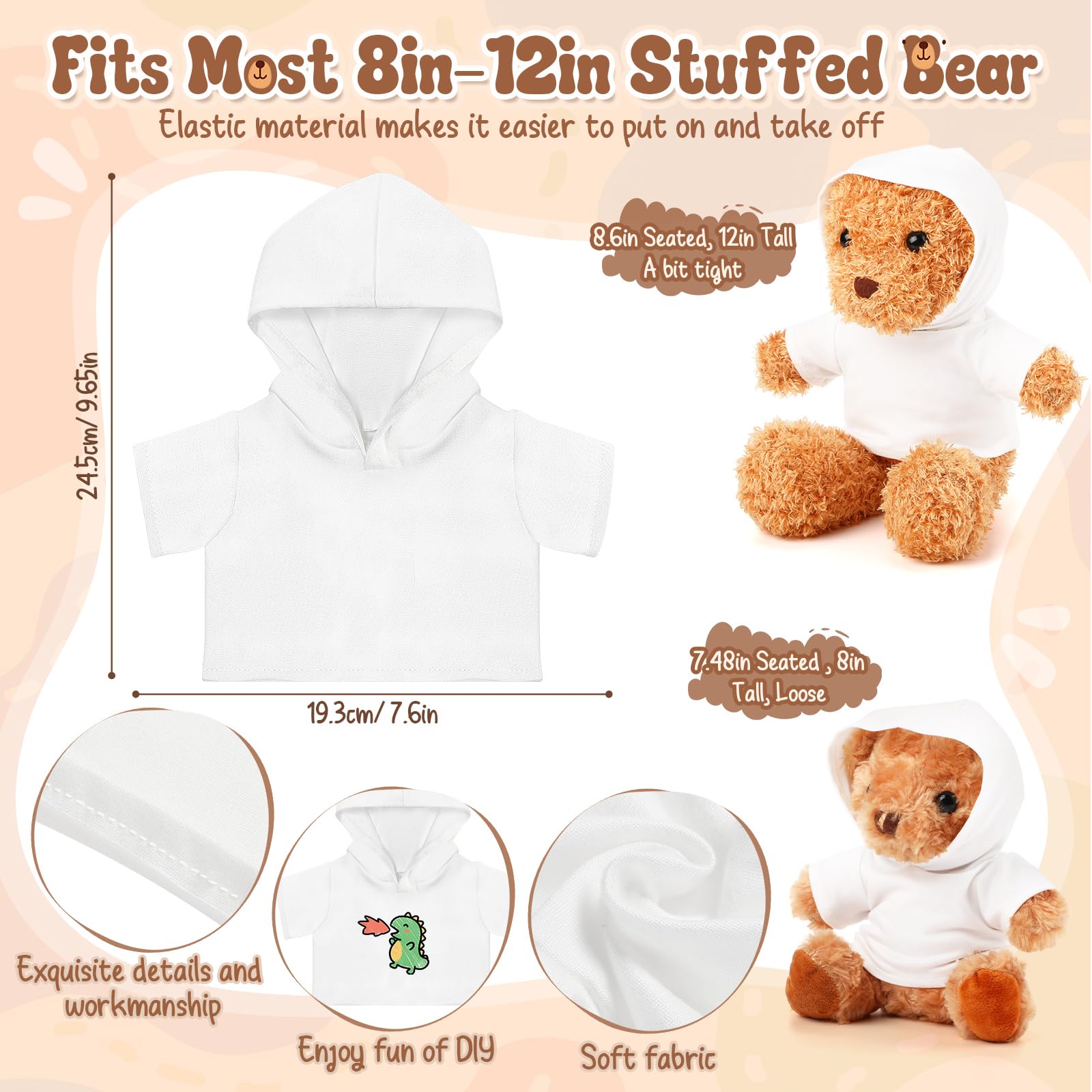 Snapklik.com : 8-12 Inch Stuffed Animal Clothes Tshirt Sublimation ...