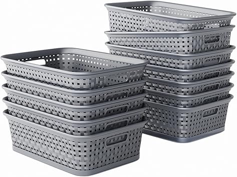 Amazon.com: 12 Pack Plastic Storage Baskets, Small Baskets for ...