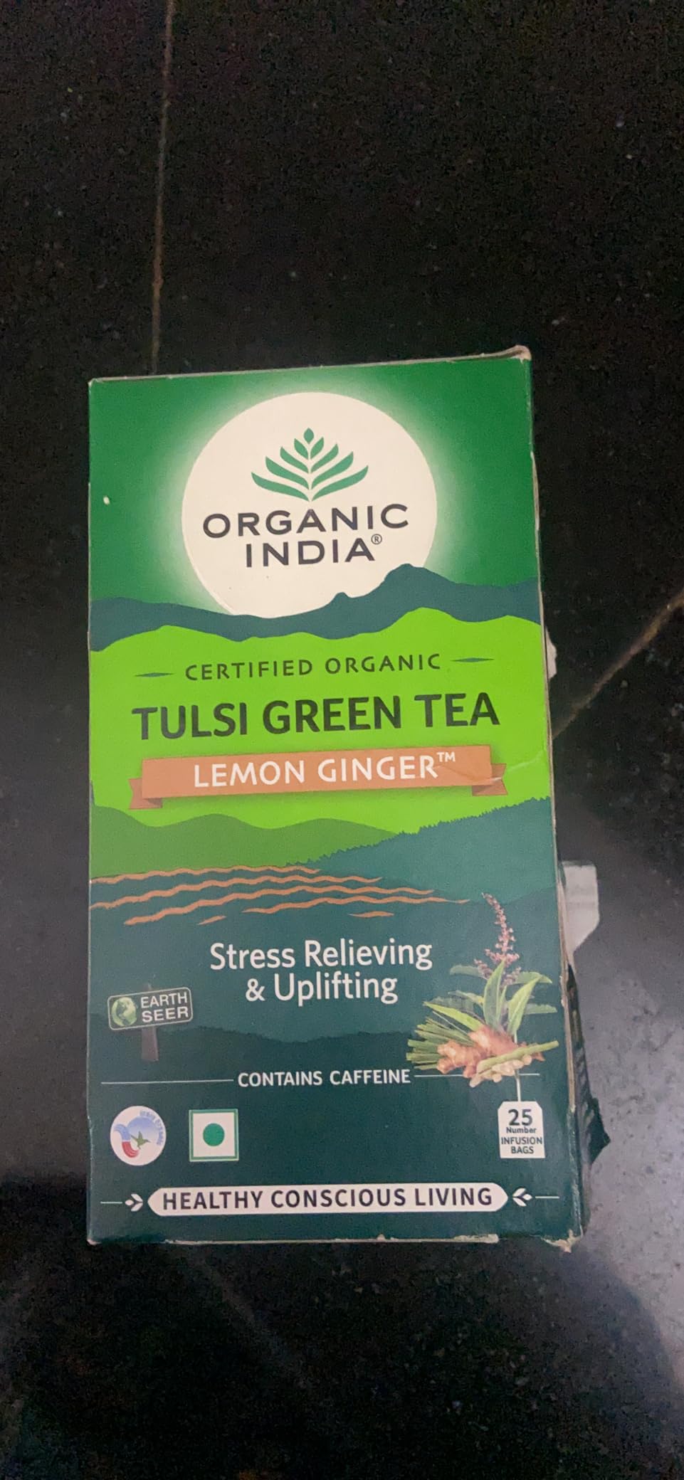 Organic India Tulsi Green - 25 x 1.8g Tea Bags (Lemon Ginger) & Tulsi ...