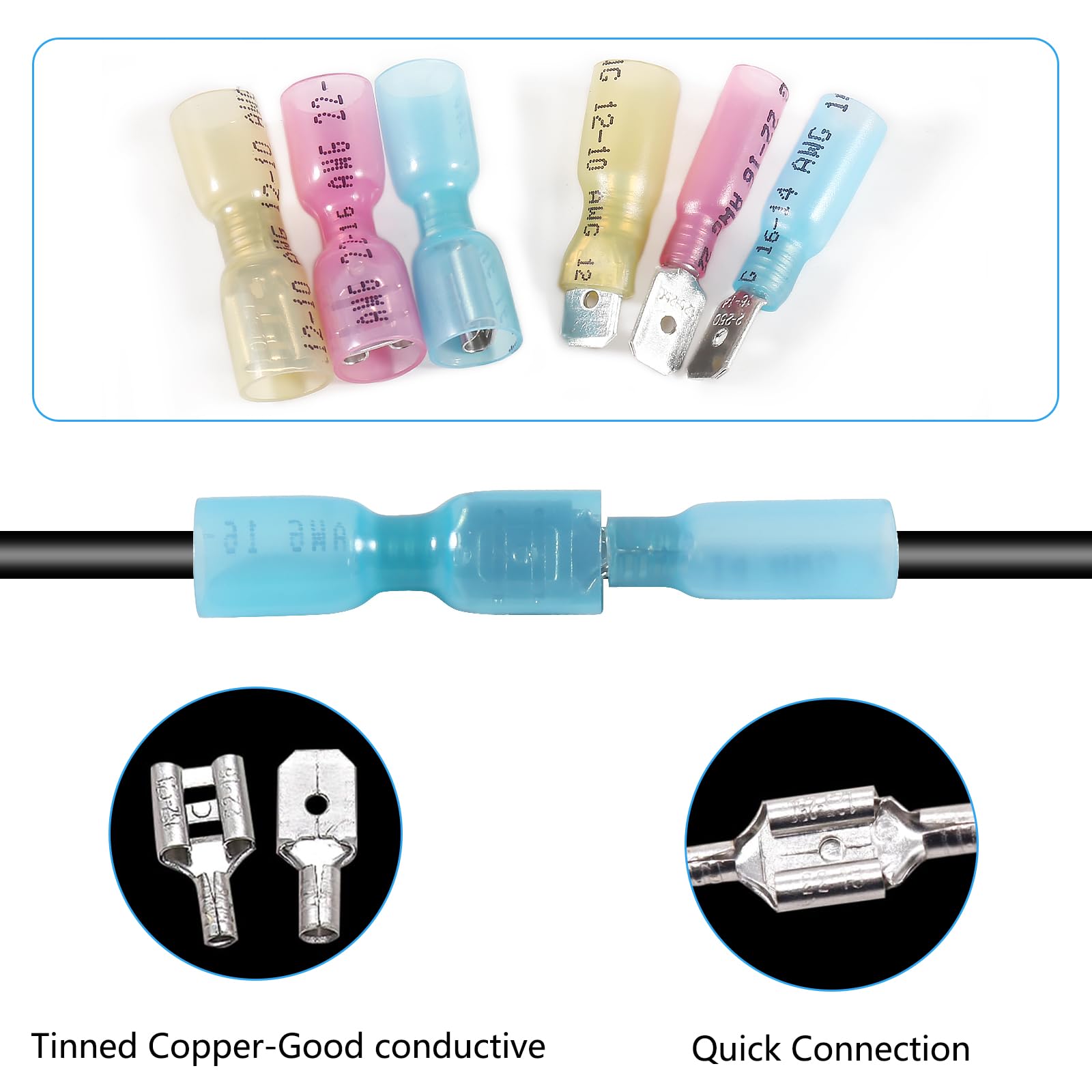 Snapklik.com : 260PCS Heat Shrink Spade Connectors Kit Electrical Wire ...