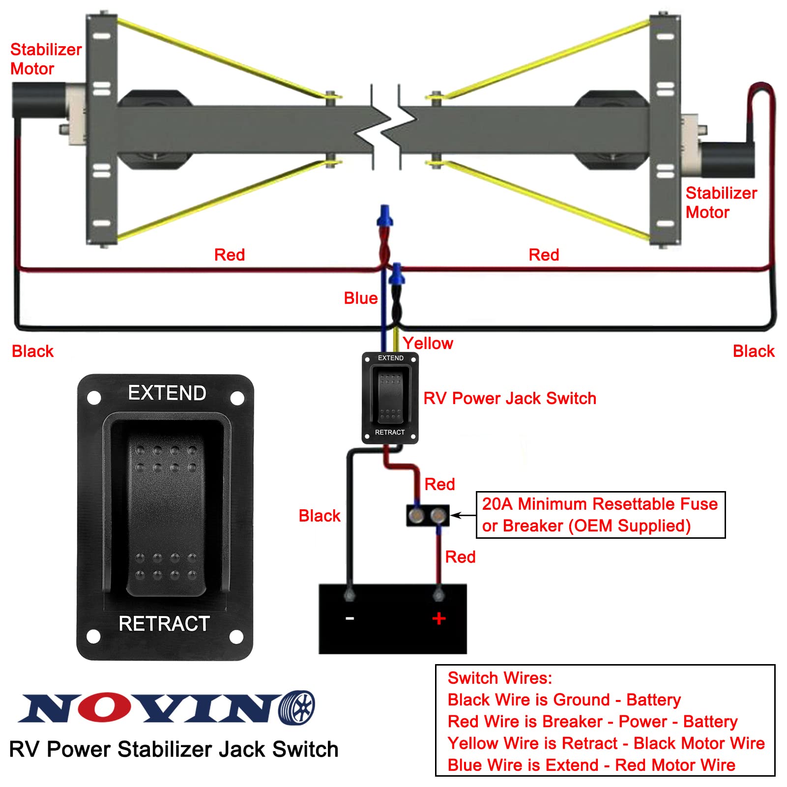 Snapklik.com : NOVINO Power Stabilizer Switch,Waterproof Electric Jack ...