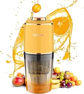 KAWU Portable Cold Press Juicer, Rechargeable Slow Masticating Juicer Machine for Most Fruits ...