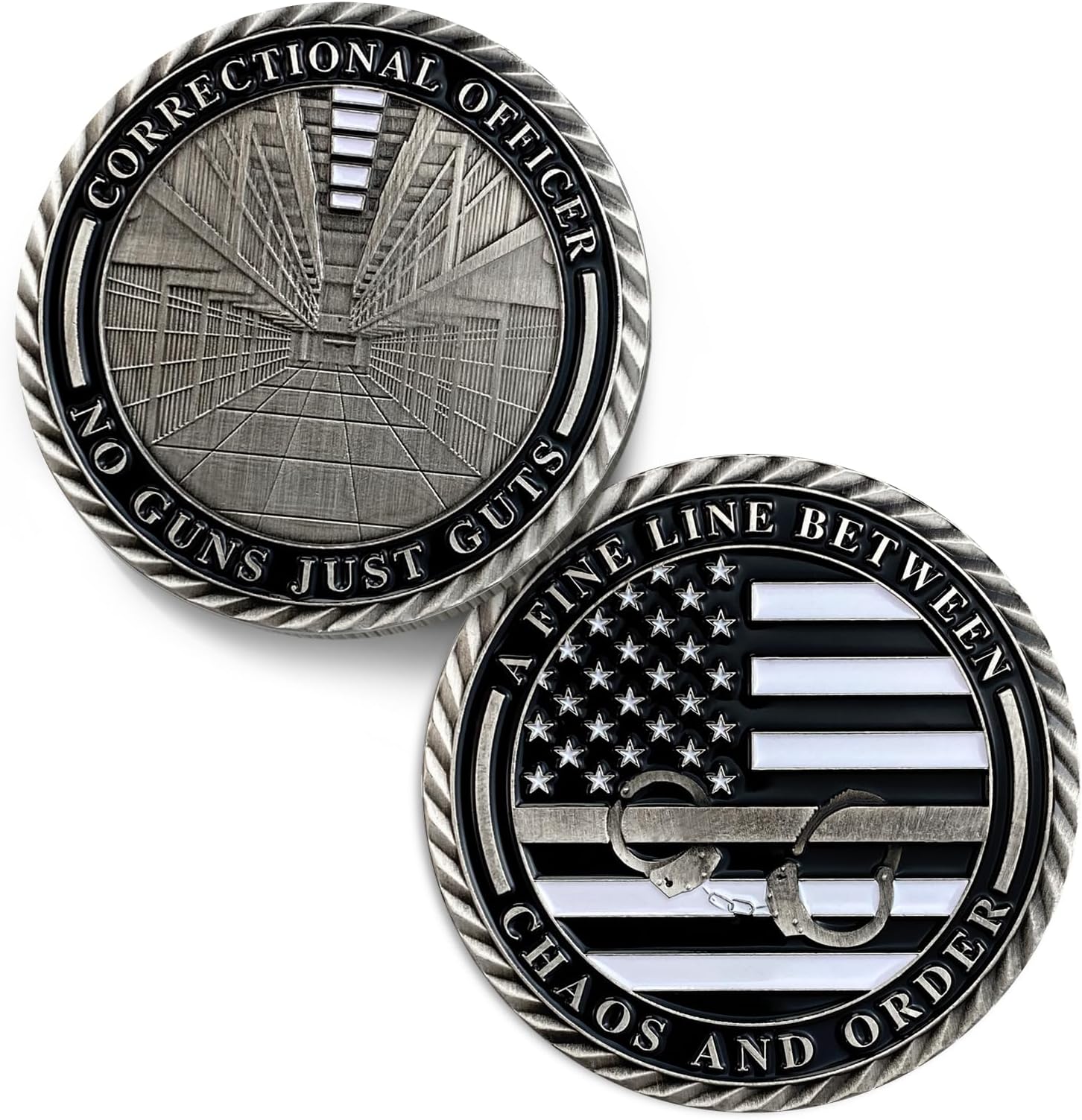 Amazon.com : Delicate Thin Gray Line Challenge Coin - Correctional ...