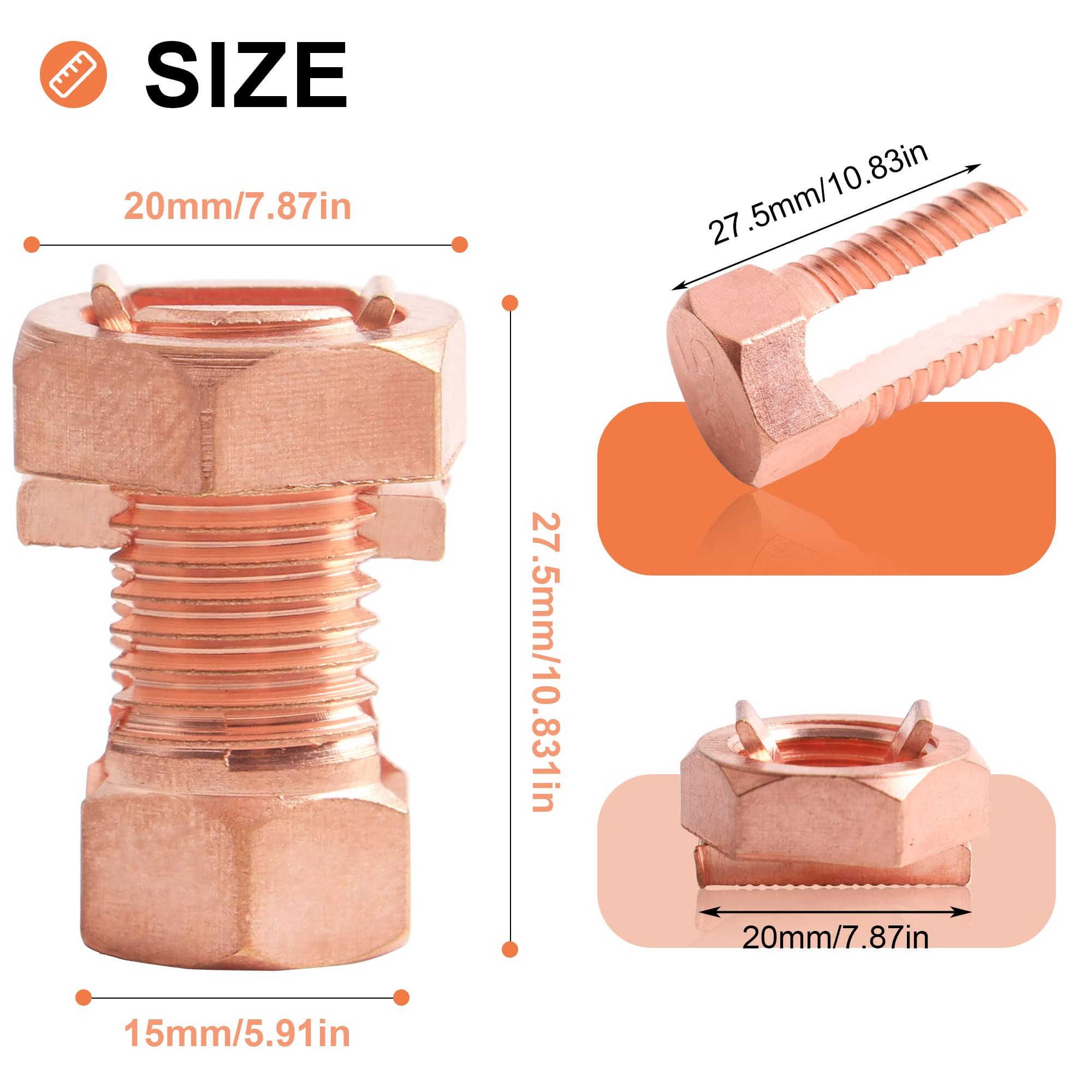 Snapklik.com : 4PCS Split Bolt Connector Copper Grounding Clamps For ...
