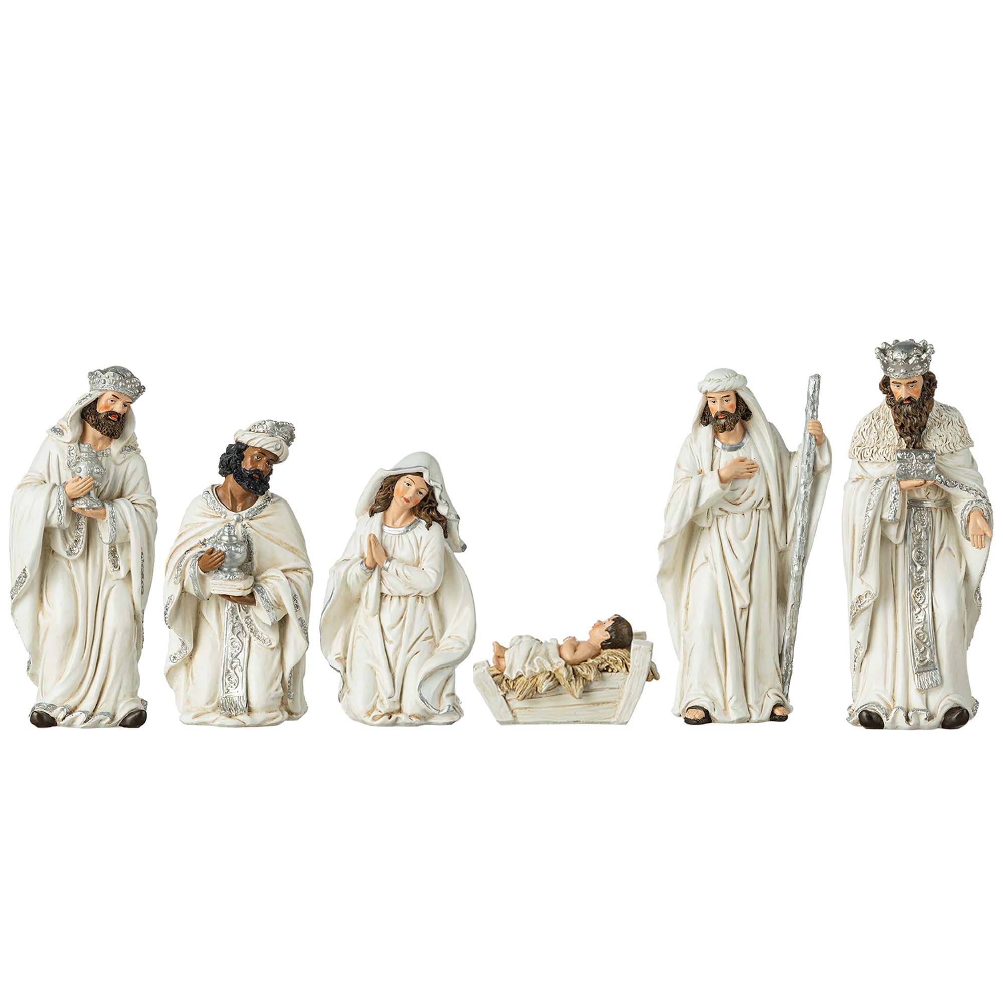 Snapklik.com : Glitzhome 6Pcs Ivory Nativity Set For Christmas Indoor ...