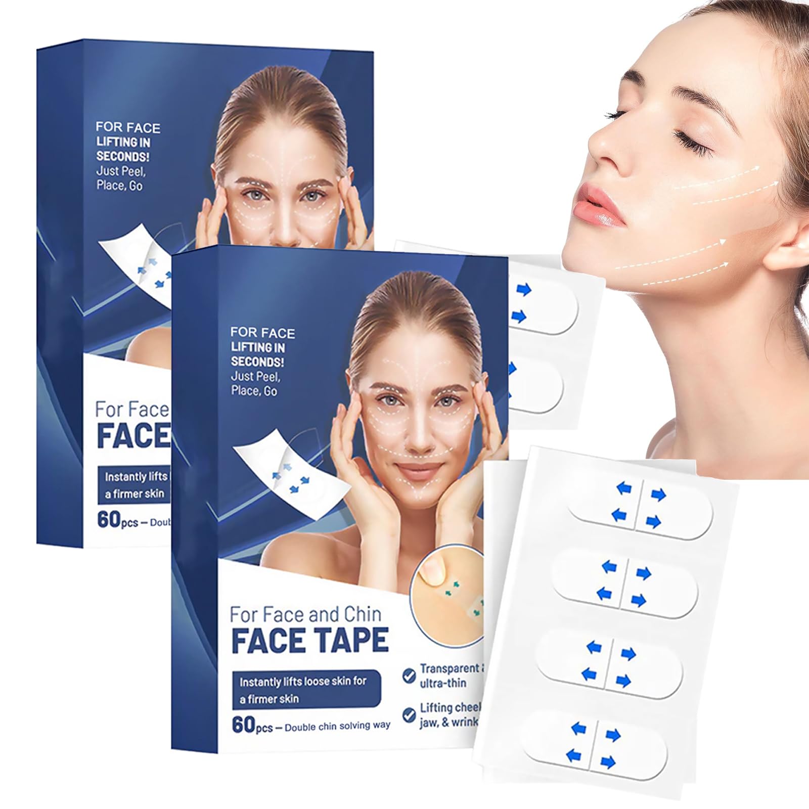 Amazon.com: 120Pcs Face Tape Lifting Invisible, Instant Face Lifting ...