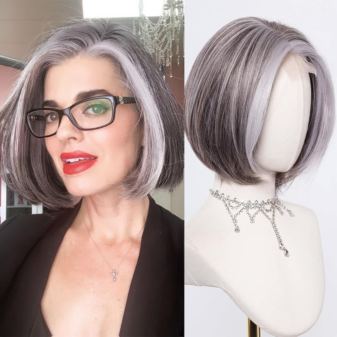 Amazon.com : testar Grey Wigs for Women Short Salt and Pepper Wigs ...