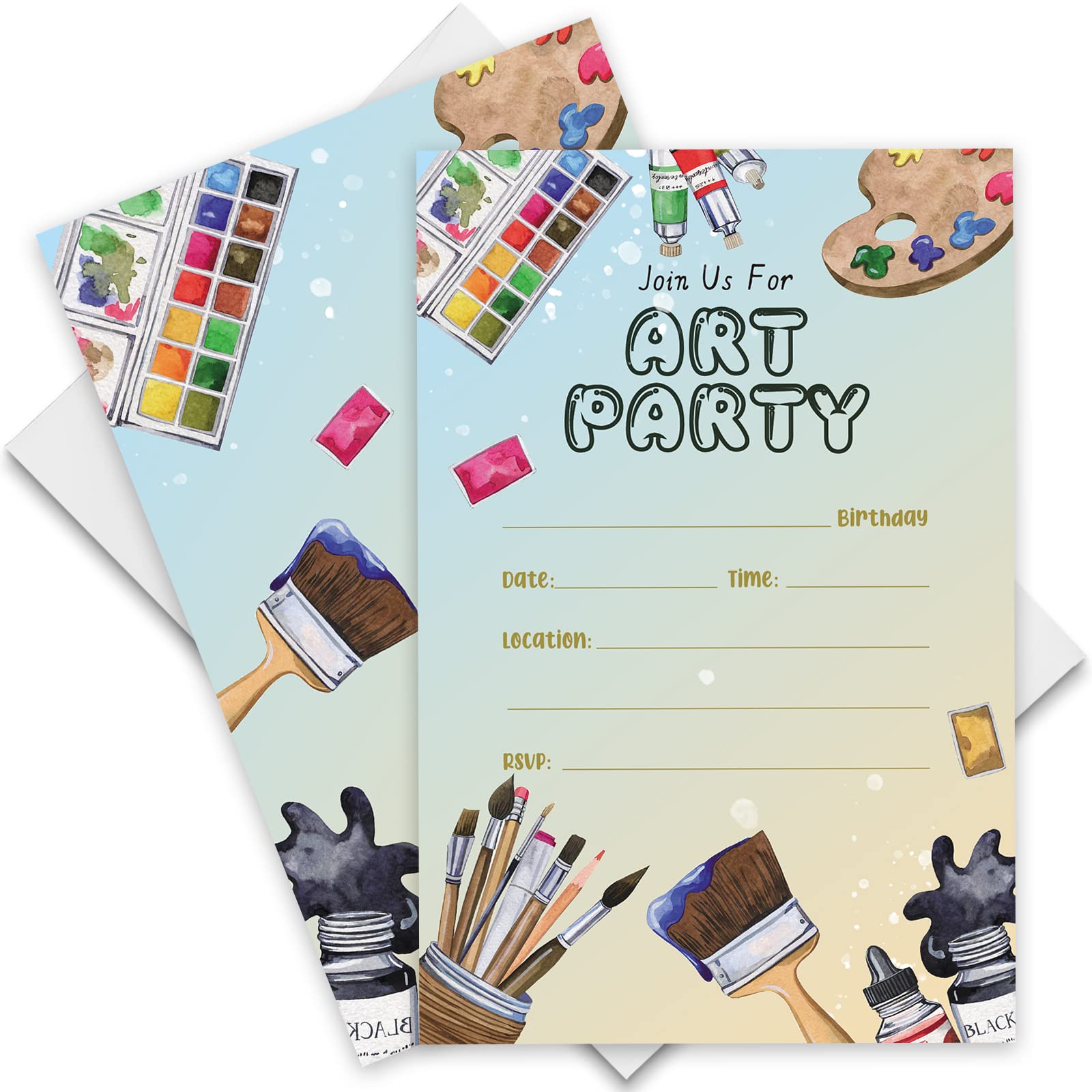 Amazon.com : Haizct Join Us For Art Party Invitations Cards with ...