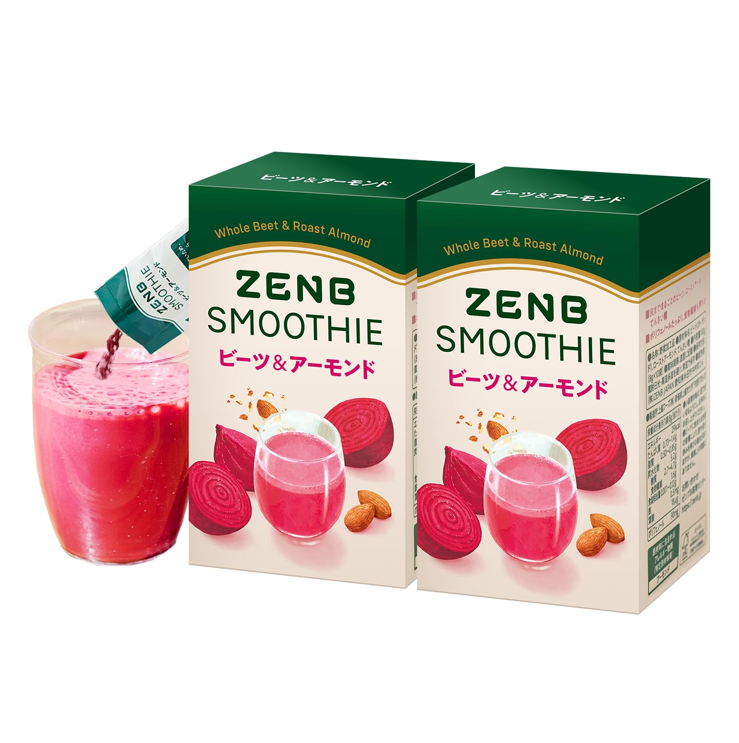 Amazon.co.jp: 【 飲むスーパーフード 】ZENB ゼンブ スムージー 粉末 ビーツ＆アーモンド 2箱20袋 シェイク [ 低糖質 朝食 ダイエット 中の ドリンク 置き換え 食物 ...