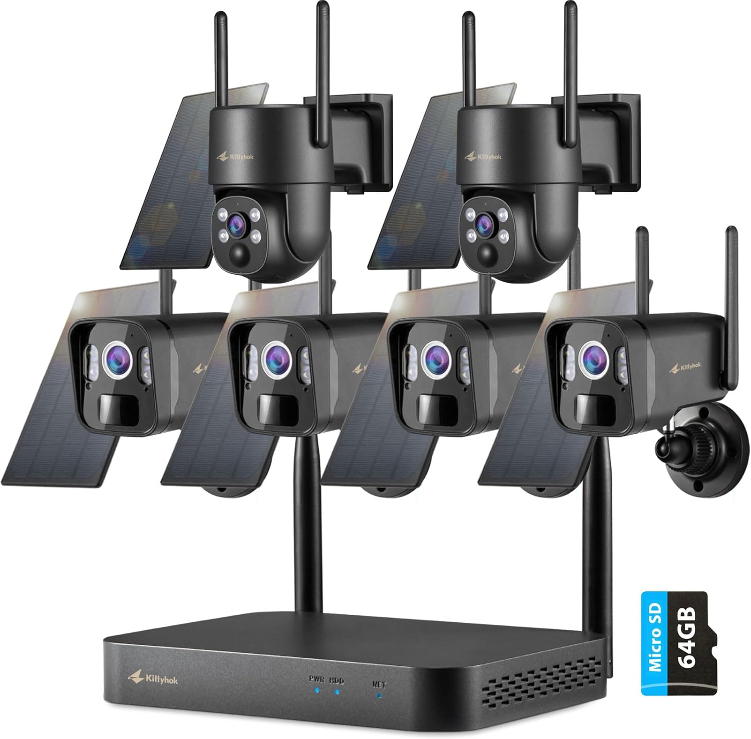 Amazon.com : Kittyhok Wireless Solar Security Camera System | 4pcs ...