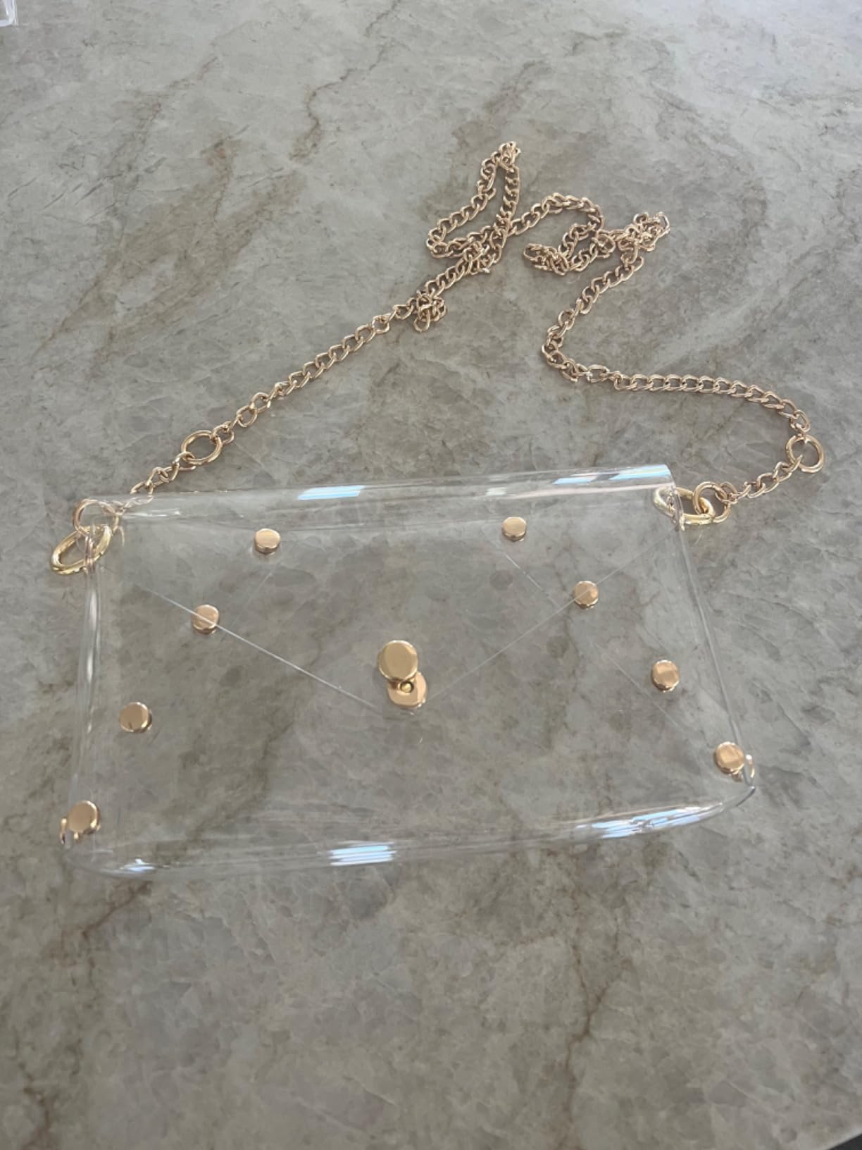 Women's Rivet Studded Clear Shoulder Bag PVC Transparent Envelope ...