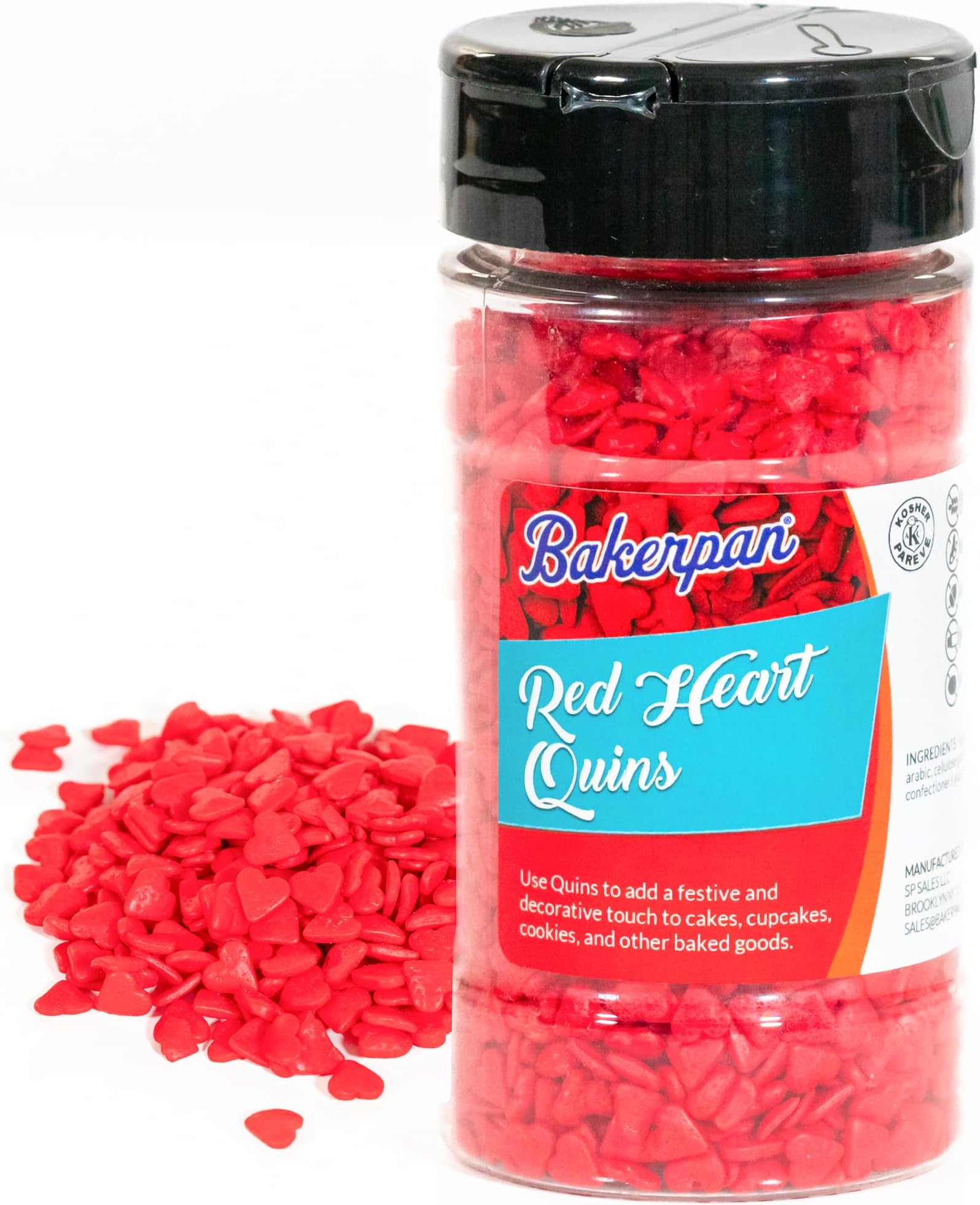 Amazon.com: Bakerpan Heart Sprinkles for Baking - Red Heart Sprinkles ...