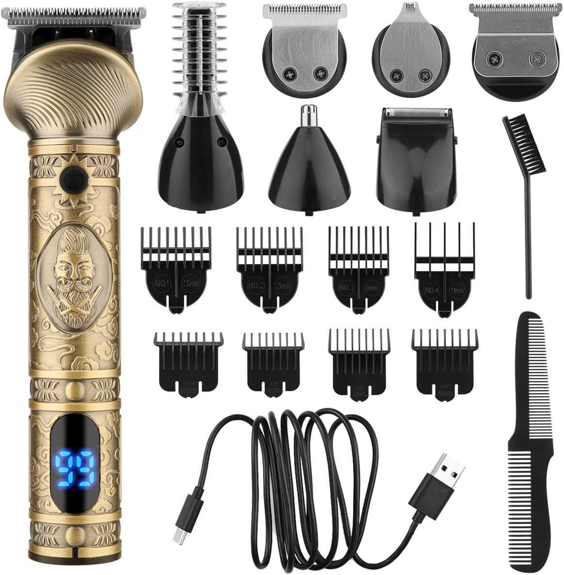 Sakulamon Professional Rechargeable 6-in-1 Beard Hair Clippers ...