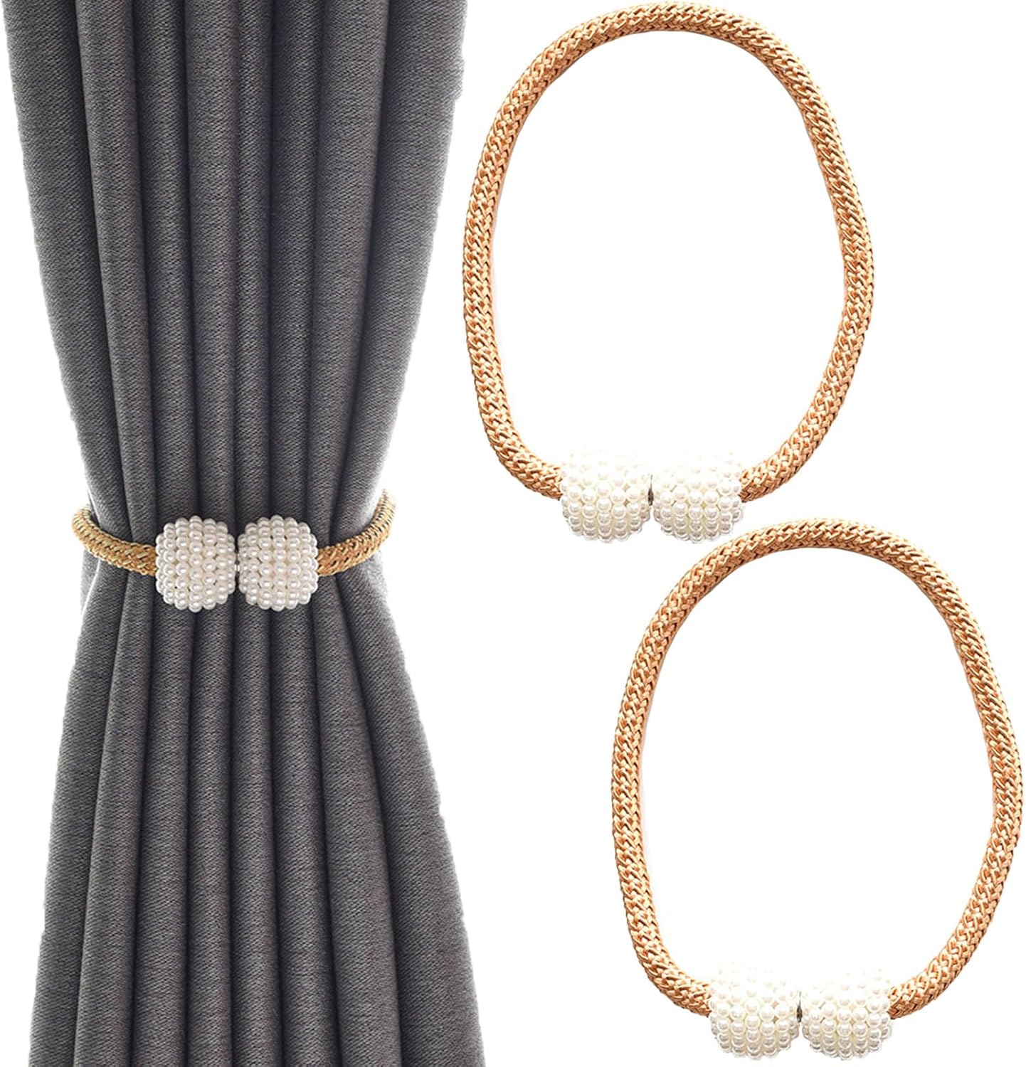 Amazon.com: Zlongron magnetic tie backs for curtains, pearl ball ...