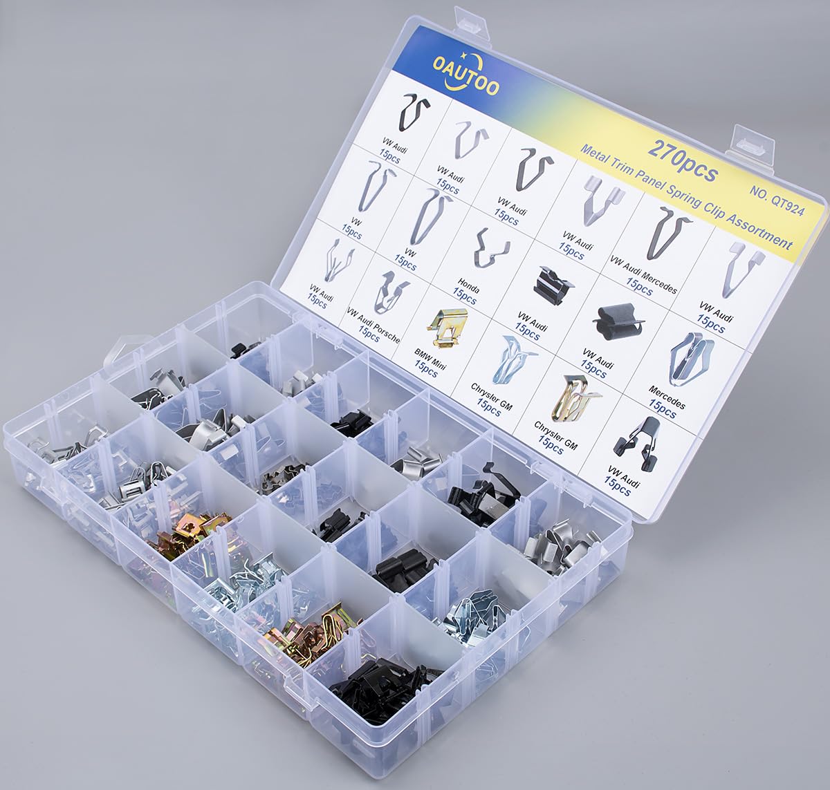 Snapklik.com : 270pcs Metal Trim Panel Spring Clip Assortment For ...