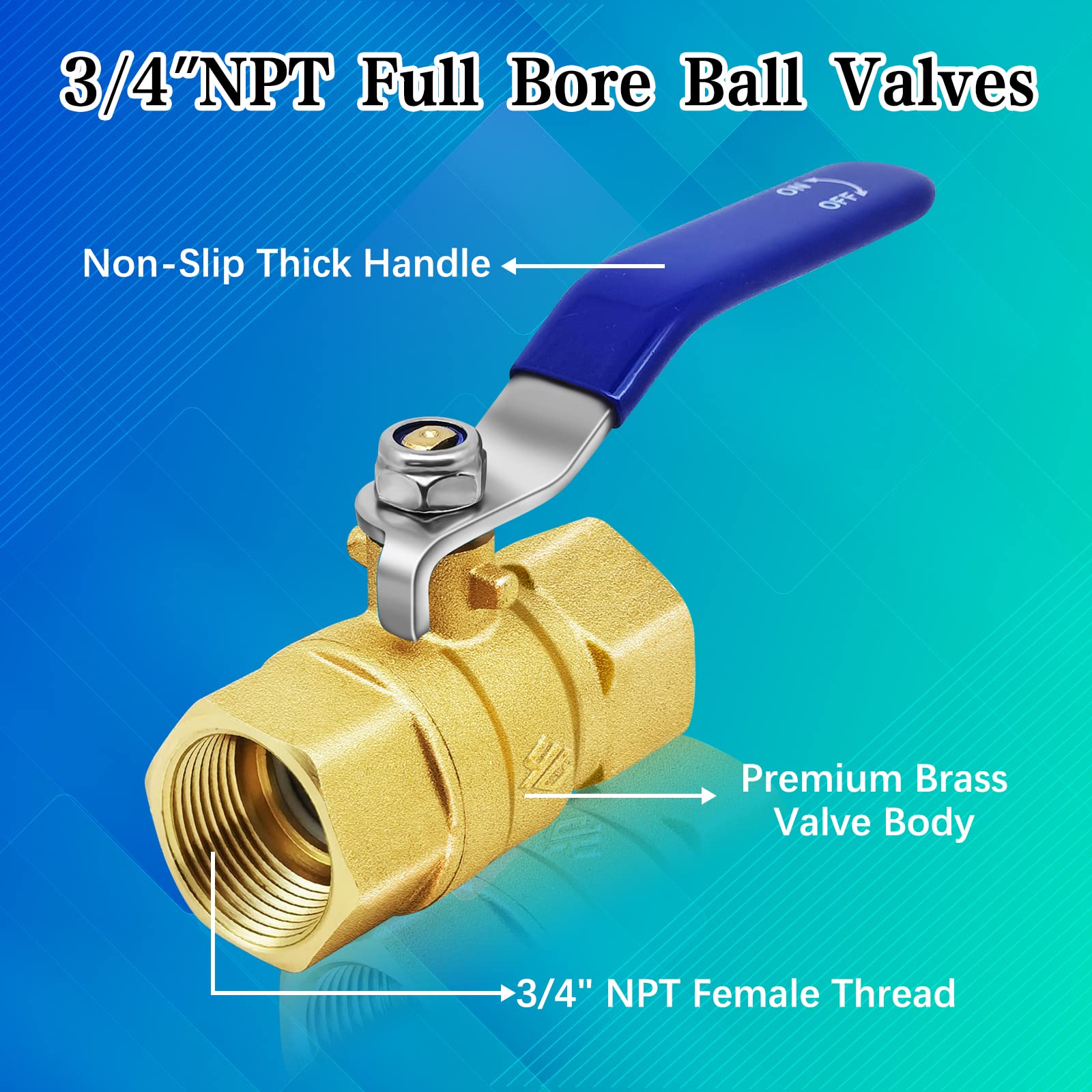 Snapklik.com : Full Port Ball Valve, 3/4 NPT Full Port Forged Brass ...