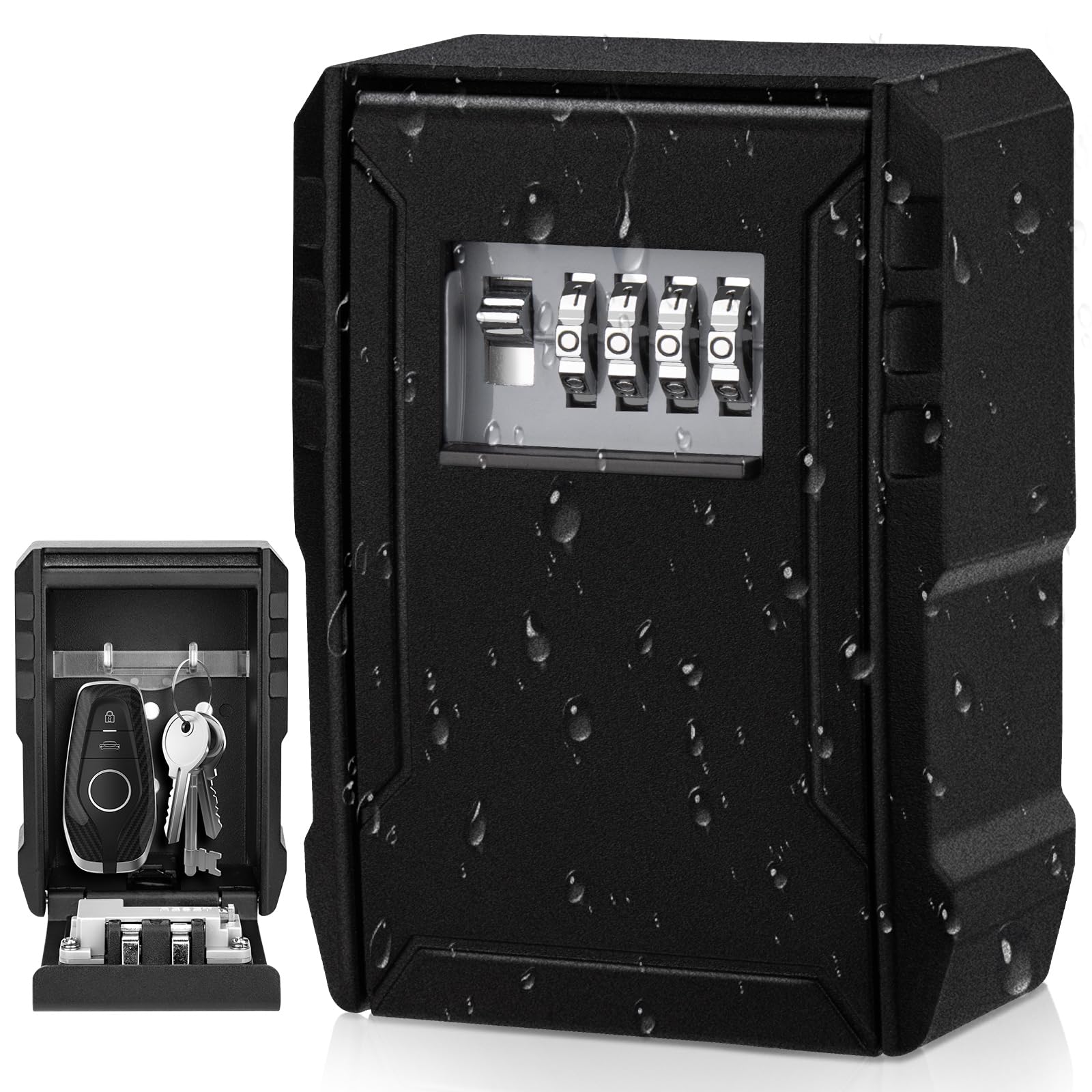 NEWIROVE Large Key Safe Wall Mounted Key Box With Code Outdoor Key Lock ...