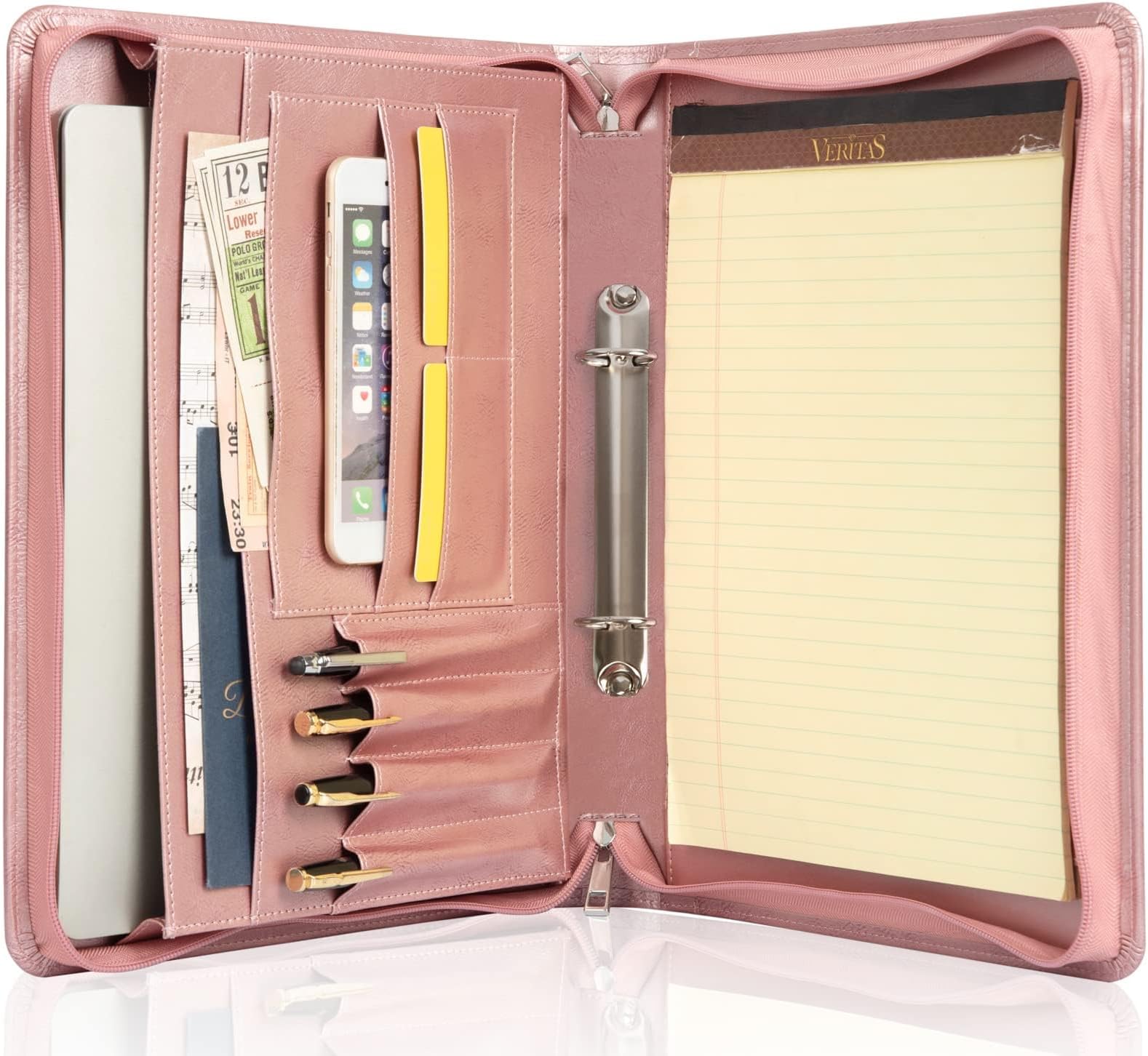 Calfinder Ringbuchmappe a4, 2 Ringbinder Aktenmappe a4 mit Reißverschluss, PU Leder ...