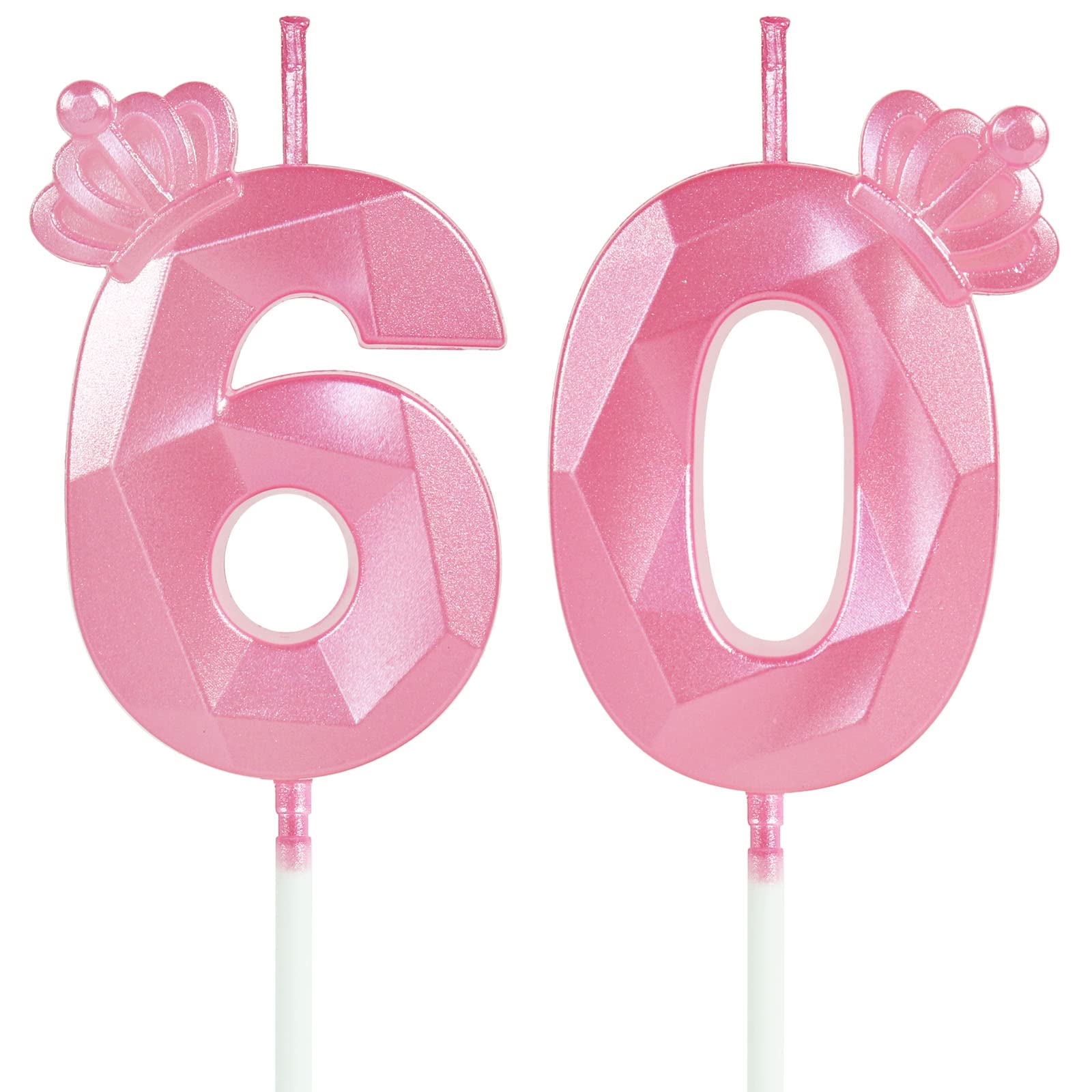 Amazon.com: Number 60 Candles with Crown, 60th Birthday Candles, Pink ...