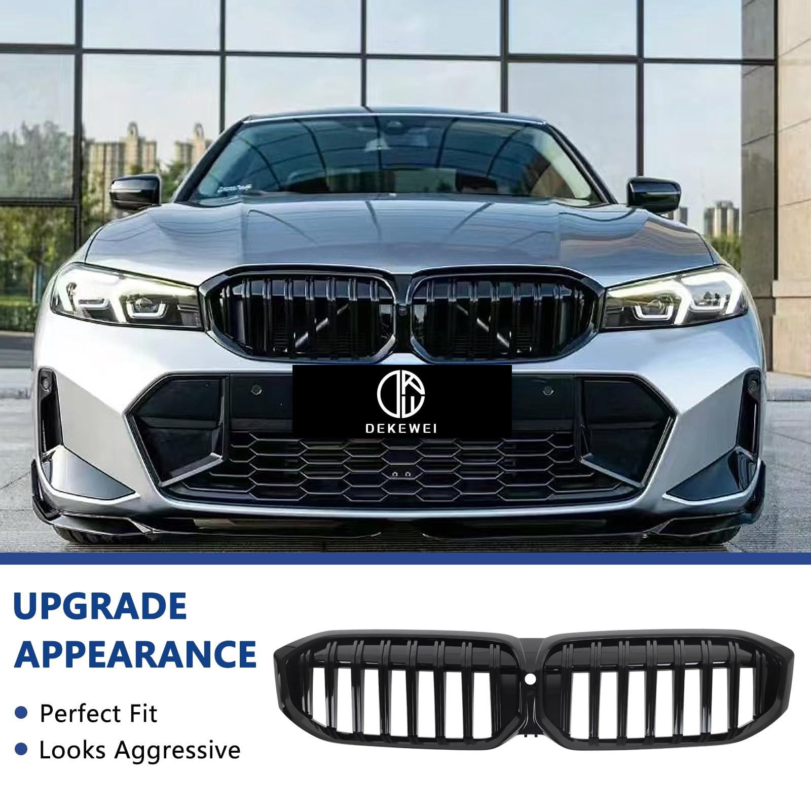 Snapklik.com : DEKEWEI G20 Grill, Single Slat Gloss Black Kidney Grille Compatible