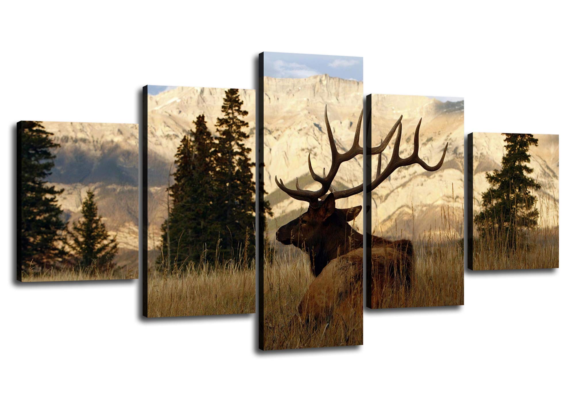 Nature Calligraphy Animal Scenery Elk Wall Art Deer Canvas Hunting Wall ...