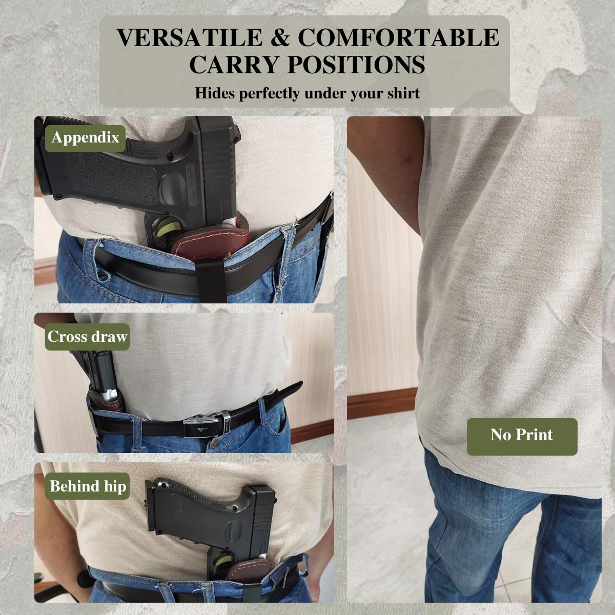 Snapklik.com : ZOHAN IWB Leather Holster Concealed Carry Inside The ...