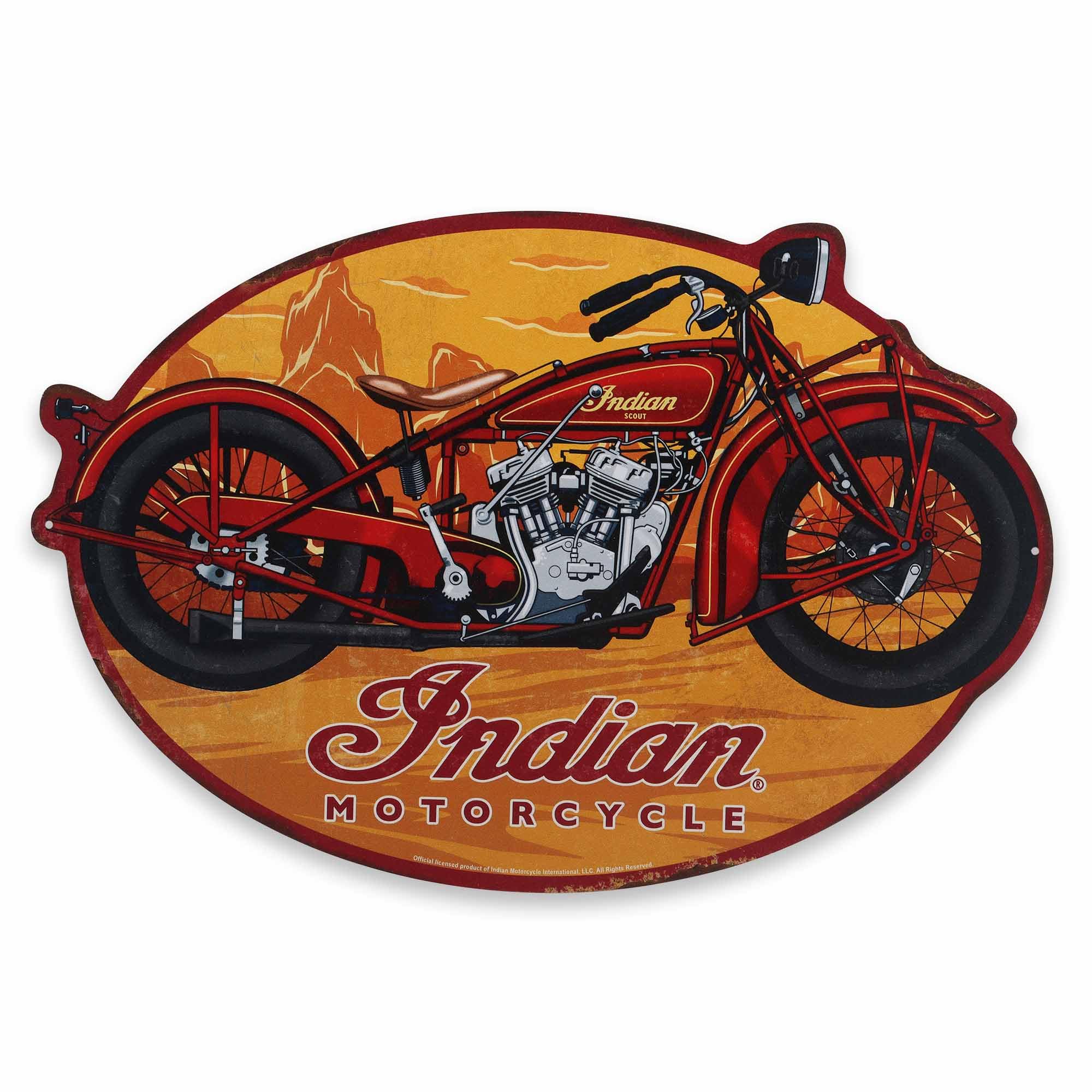 Amazon.com: Indian Motorcycle Company Red Scout Scenic Metal Sign ...