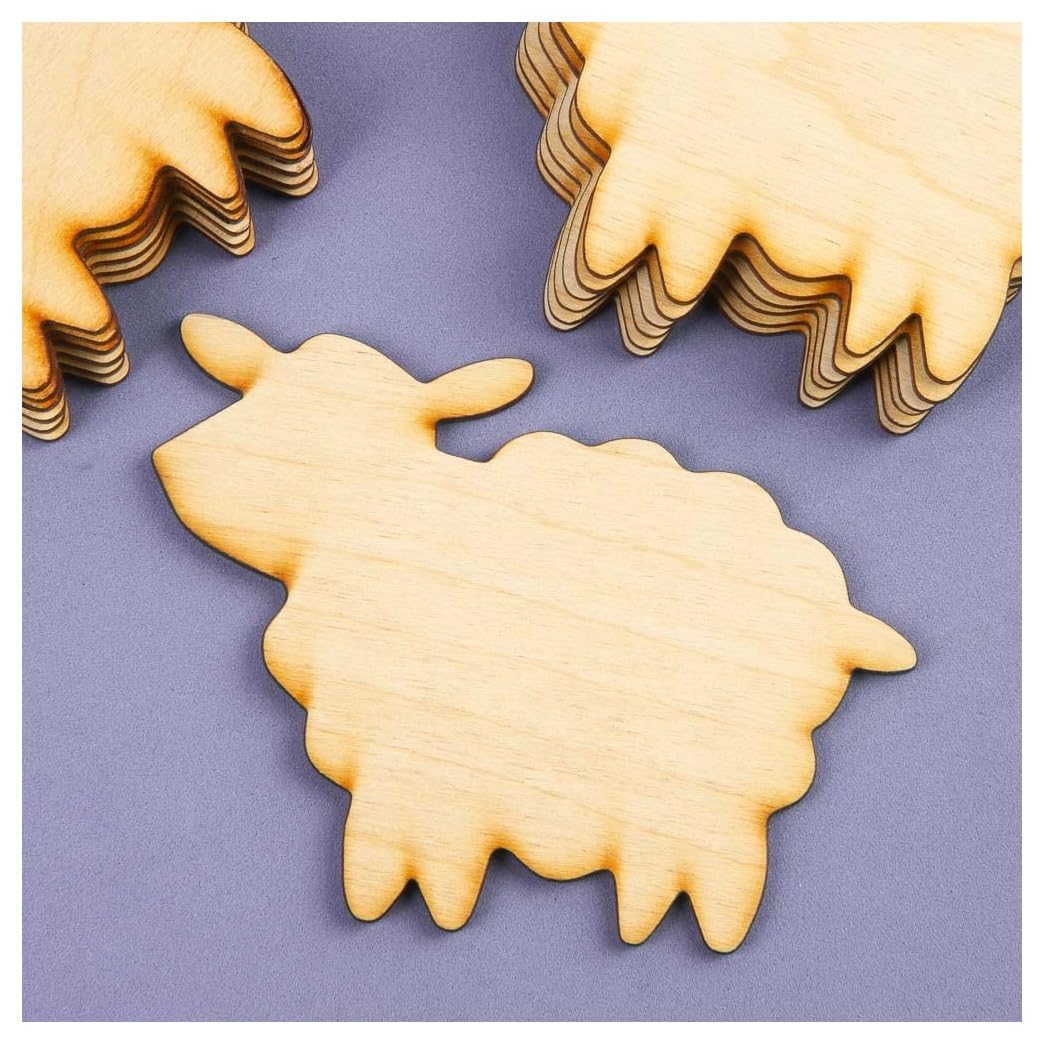 Amazon.com - Pack of 24 Unfinished Wooden Sheep Cutouts - Baby Lamb ...
