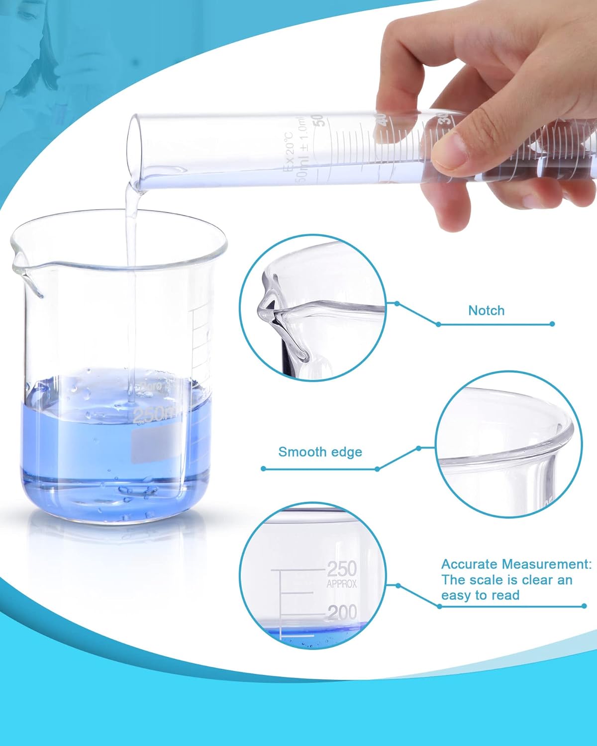 Buy 18 Pieces Lab Glassware Set Beaker Flask Cylinder Set Includes 3 ...