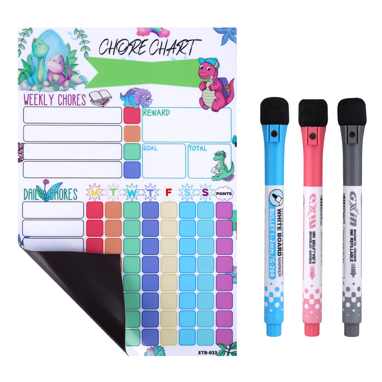 Buy Magnetic Chore Chart for Kids at Home, 3 Pcs Dry Erase Markers ...