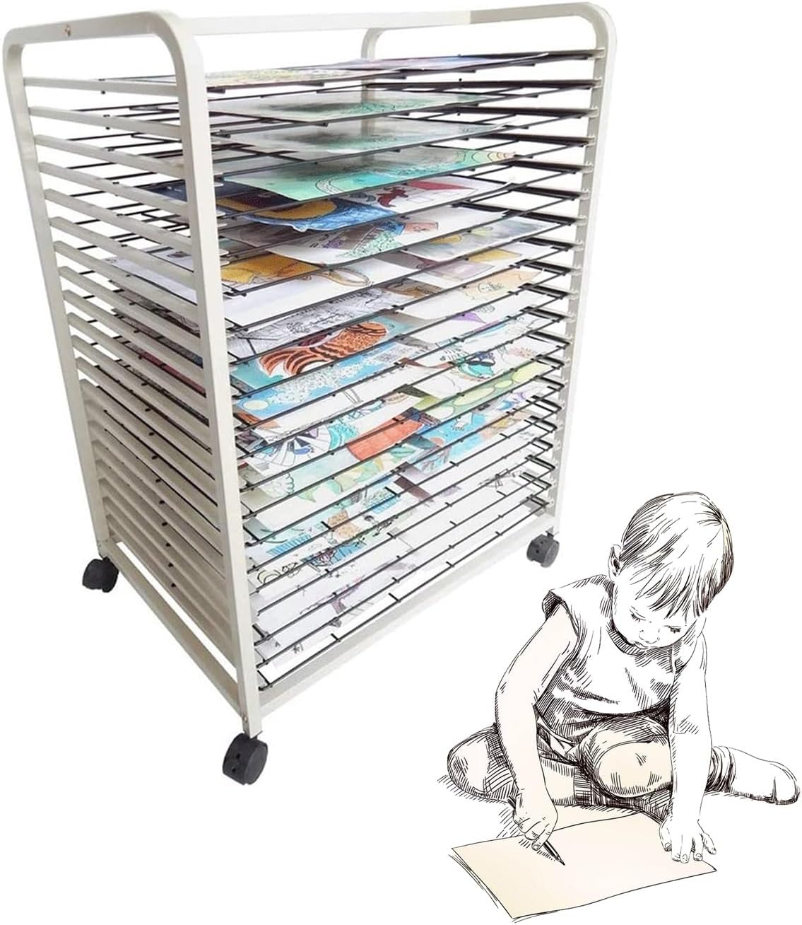 Amazon.com: JONGYA Art Drying Rack for Classroom,20 Removable Shelves ...