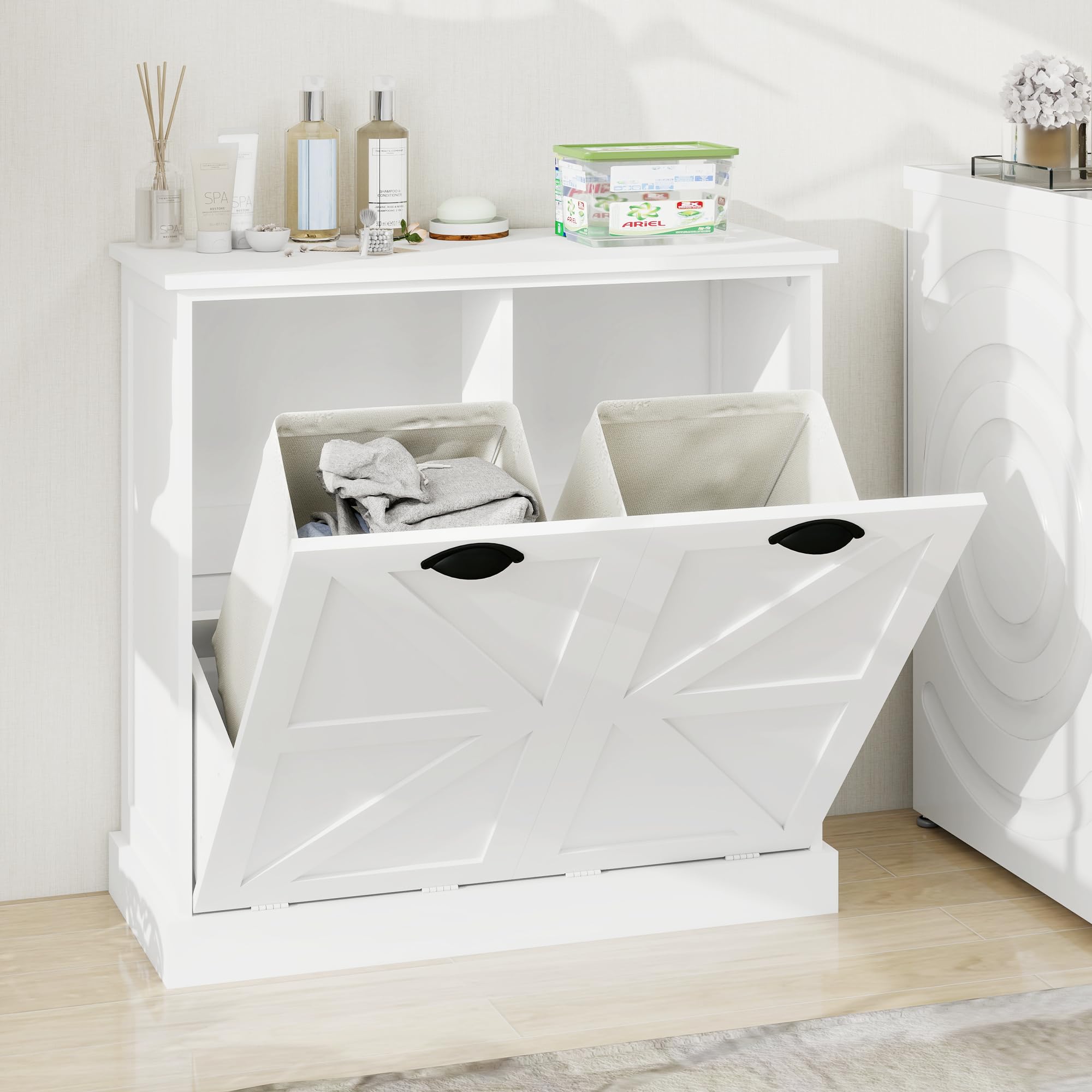 Amazon.com: RLRO Tilt Out Laundry Hamper Cabinet, Farmhouse Laundry ...