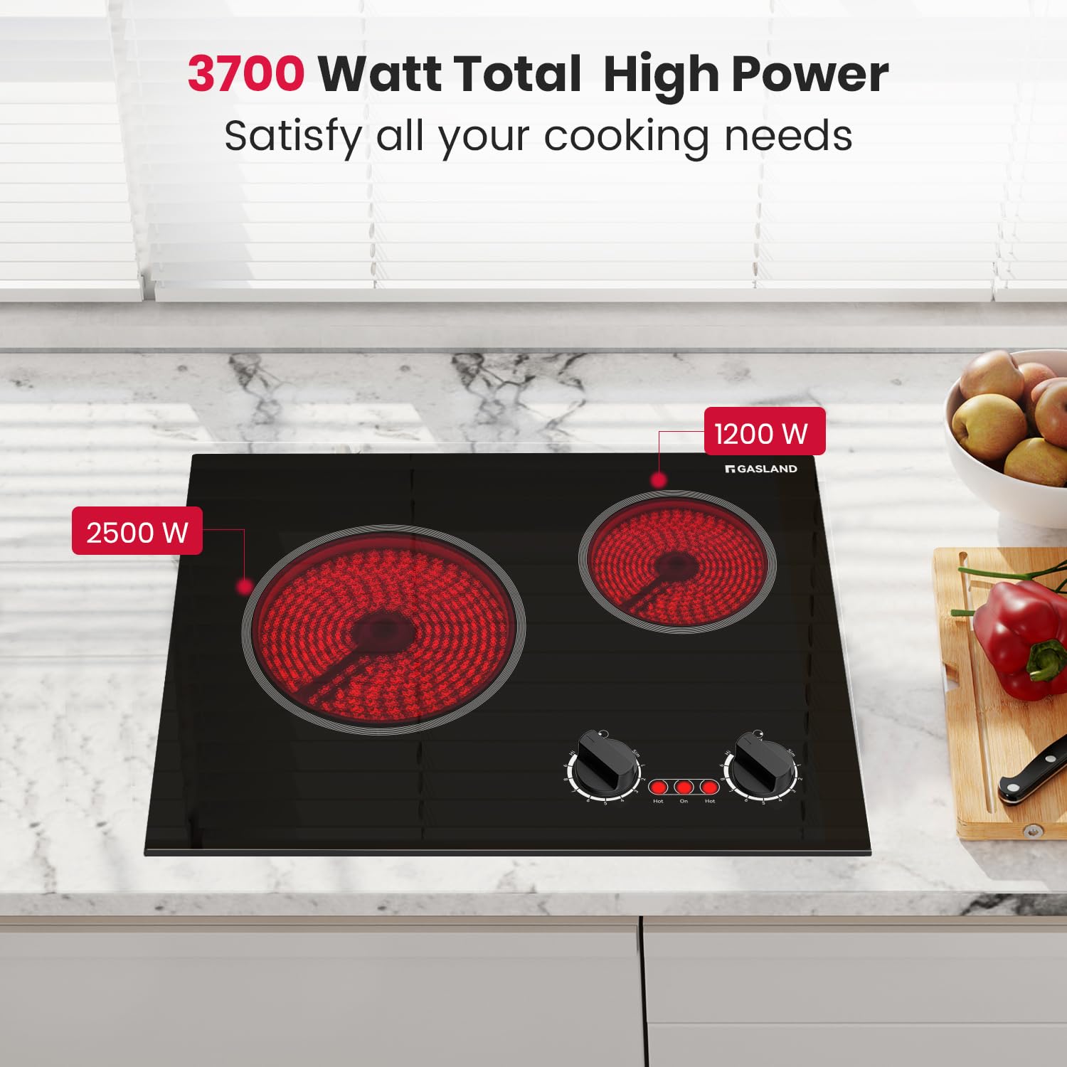 Snapklik.com : Apartment Electric Cooktop 2 Burners, 21 Inch Built In ...