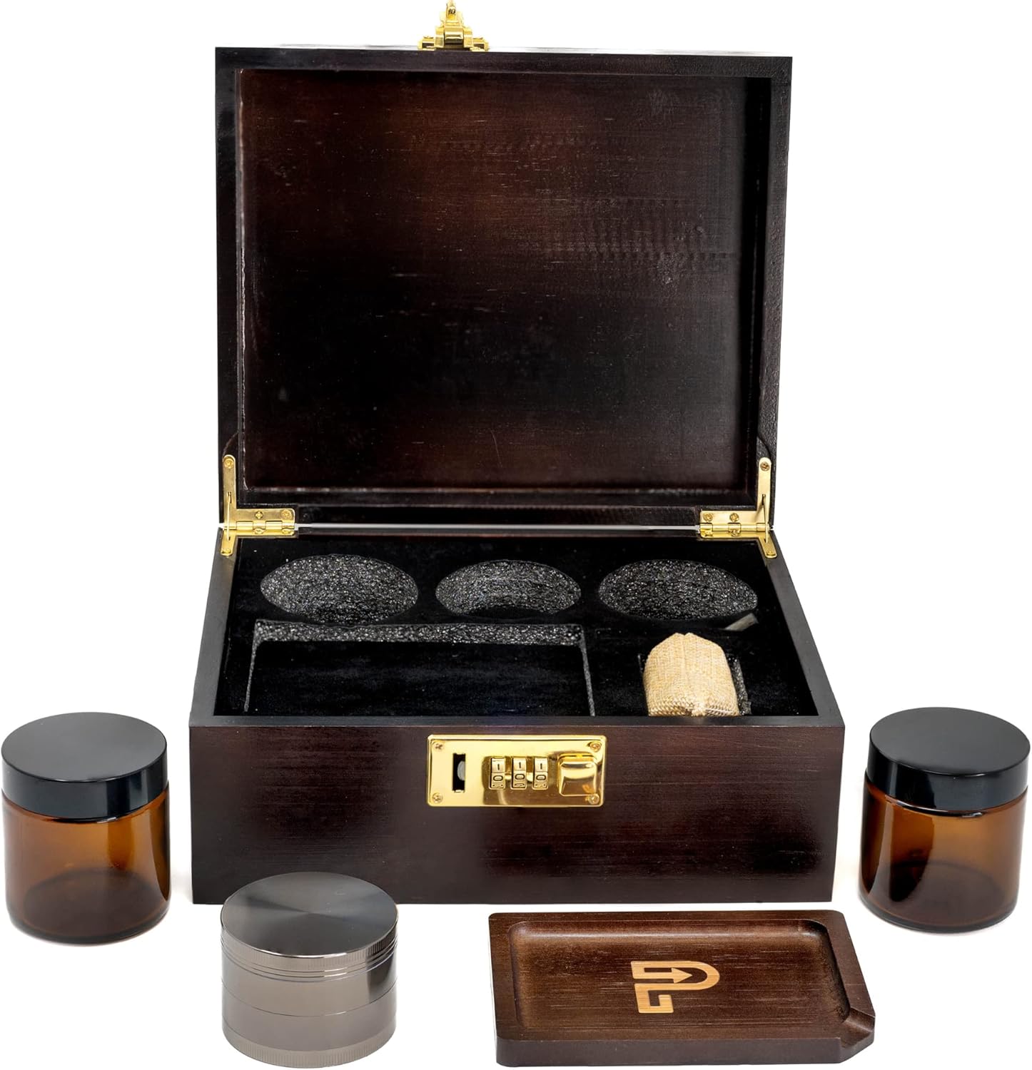 Stash Box with Smoking Accessories : Grinder, Rolling Tray, 2 Smell ...