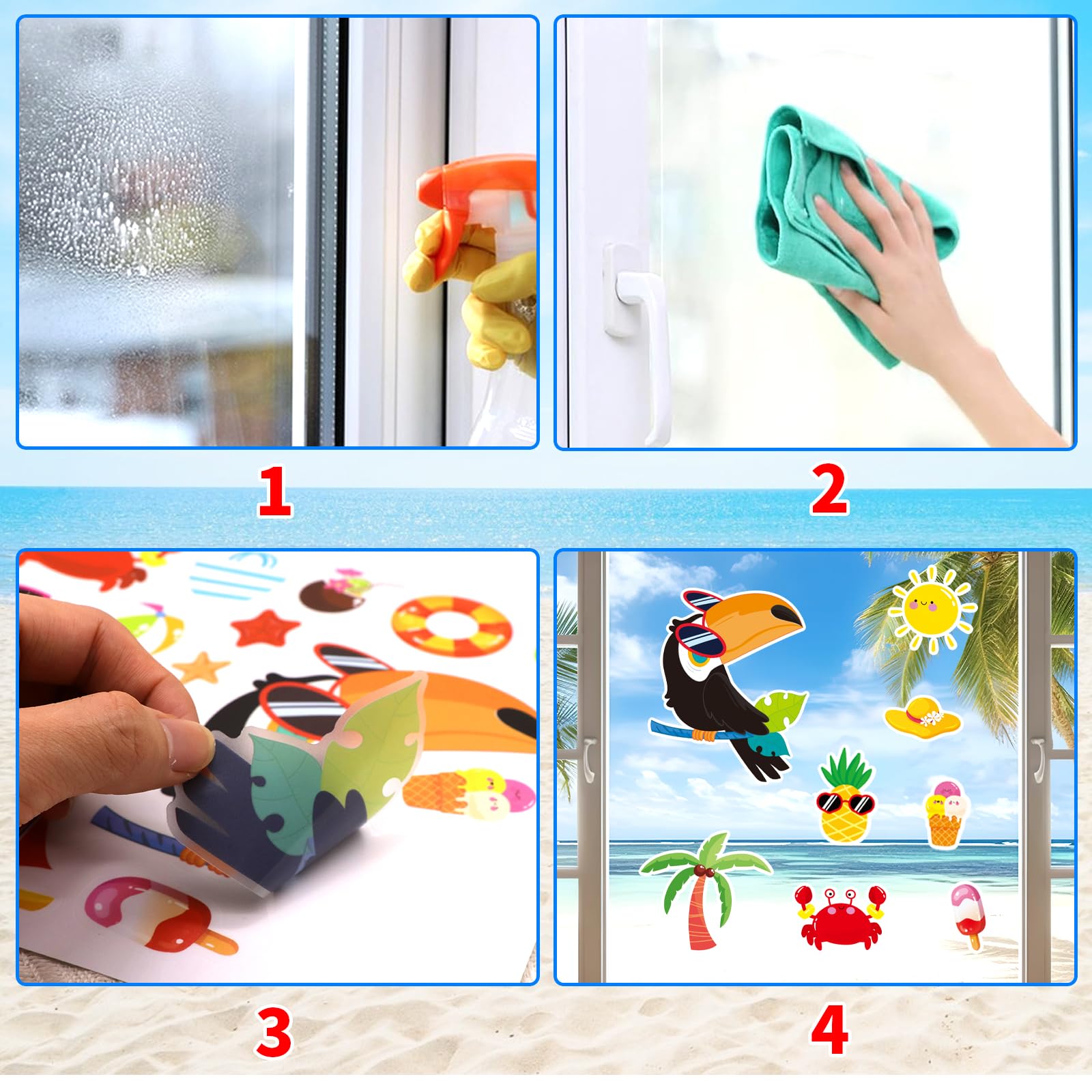 Snapklik.com : Pool Beach Window Clings Stickers 200+ Counts Hello ...