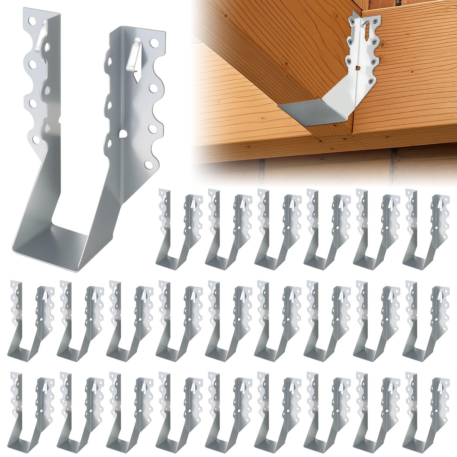 Snapklik.com : 25 Pcs 2x8 Face Mount Joist Hangers, 20 Gauge Galvanized ...