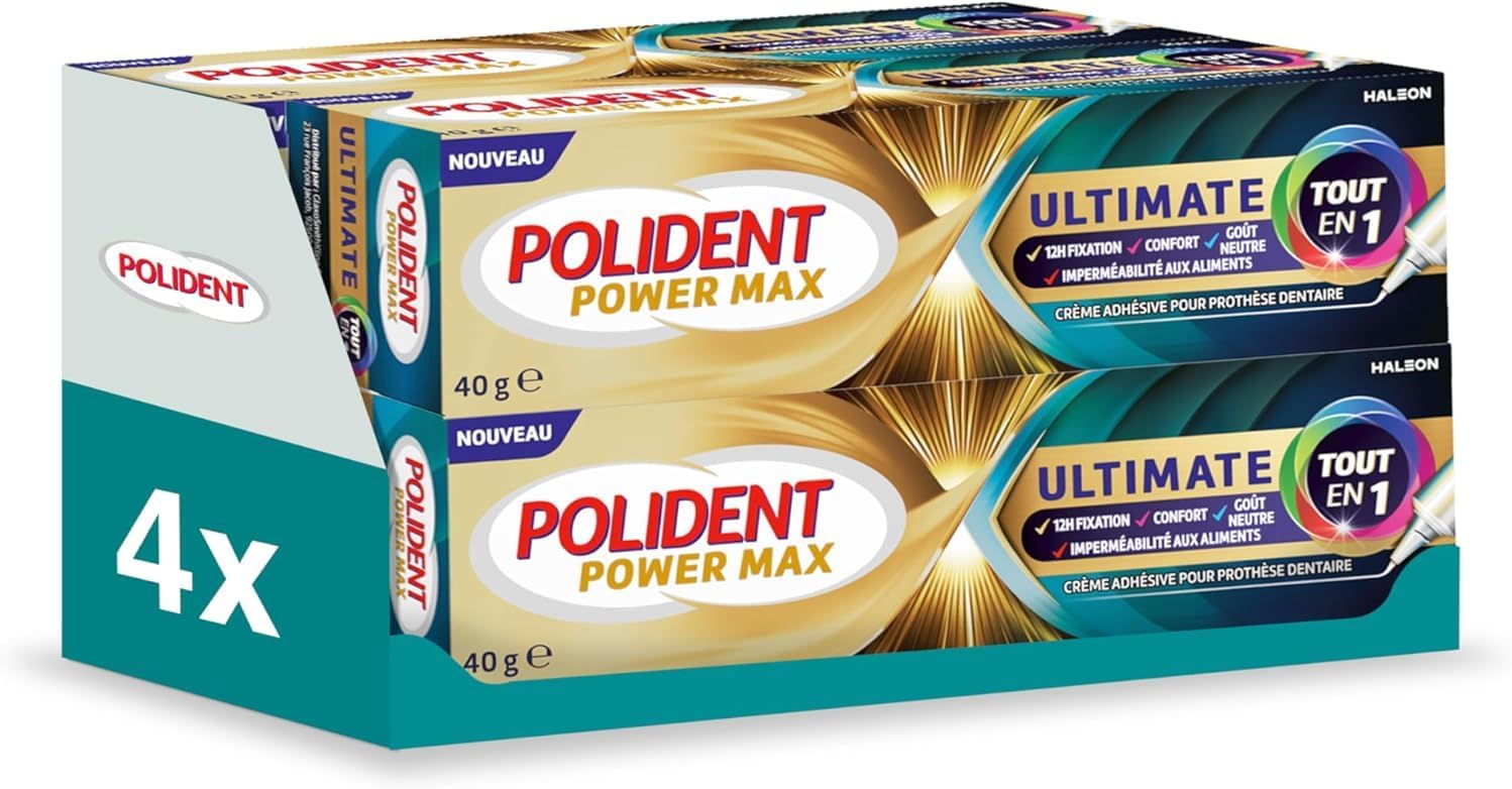 POLIDENT - Power Max Ultimate - Crème Adhésive Tout En Un pour Prothèse ...